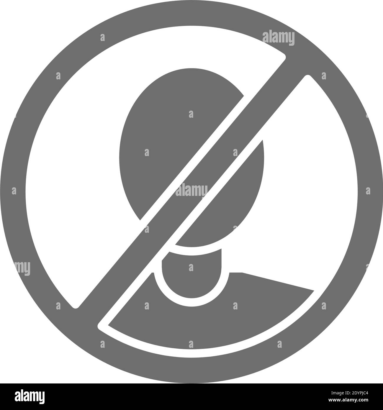 Forbidden sign with man face, no verification, no scanning grey icon ...