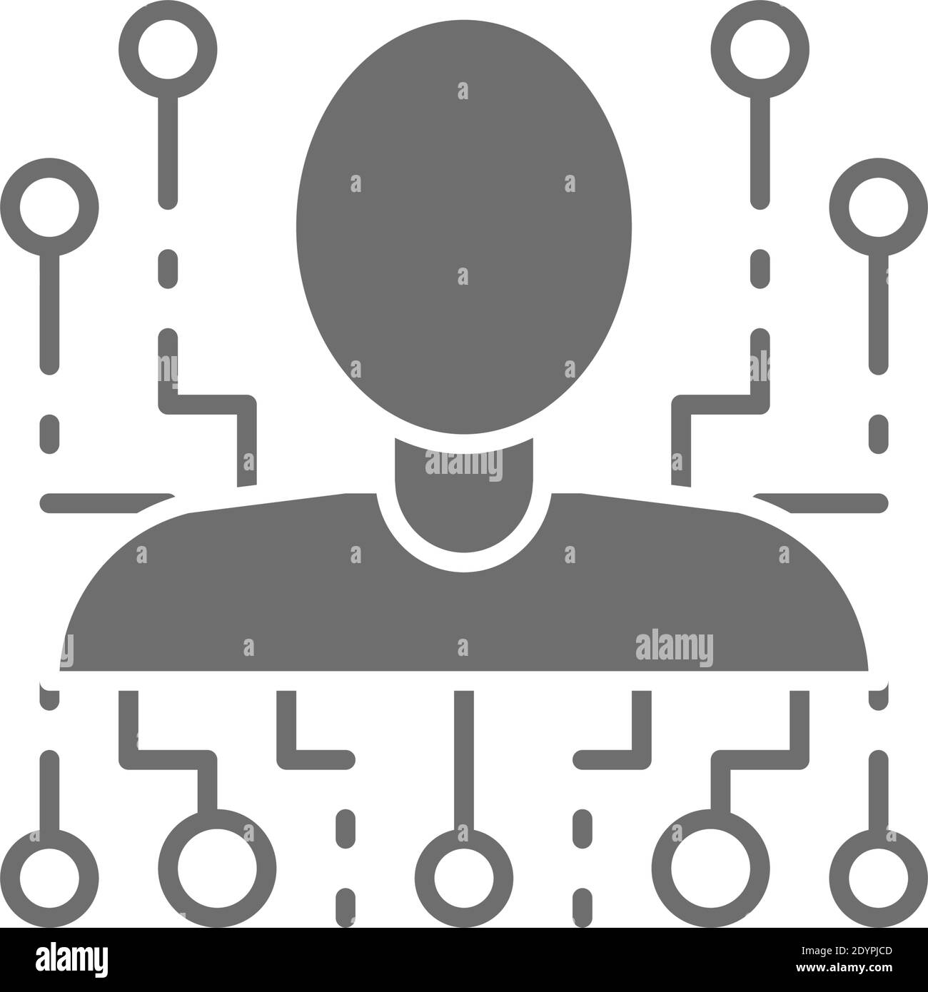 Cyber person, robot, artificial intelligence grey icon Stock Vector ...