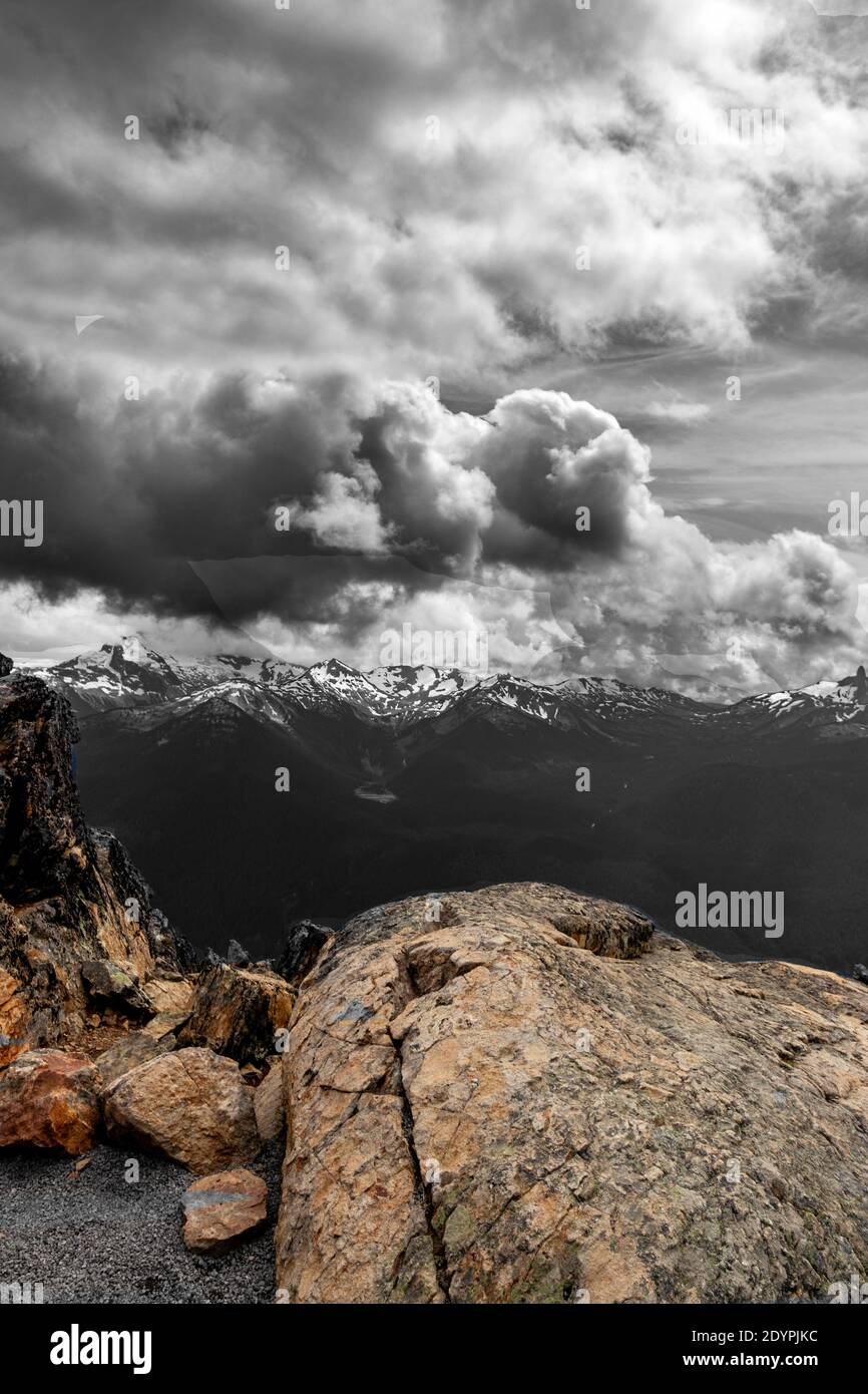 Grand old mountains of the Pacific coast, BC, Canada. Mt. Blackcombe is ...