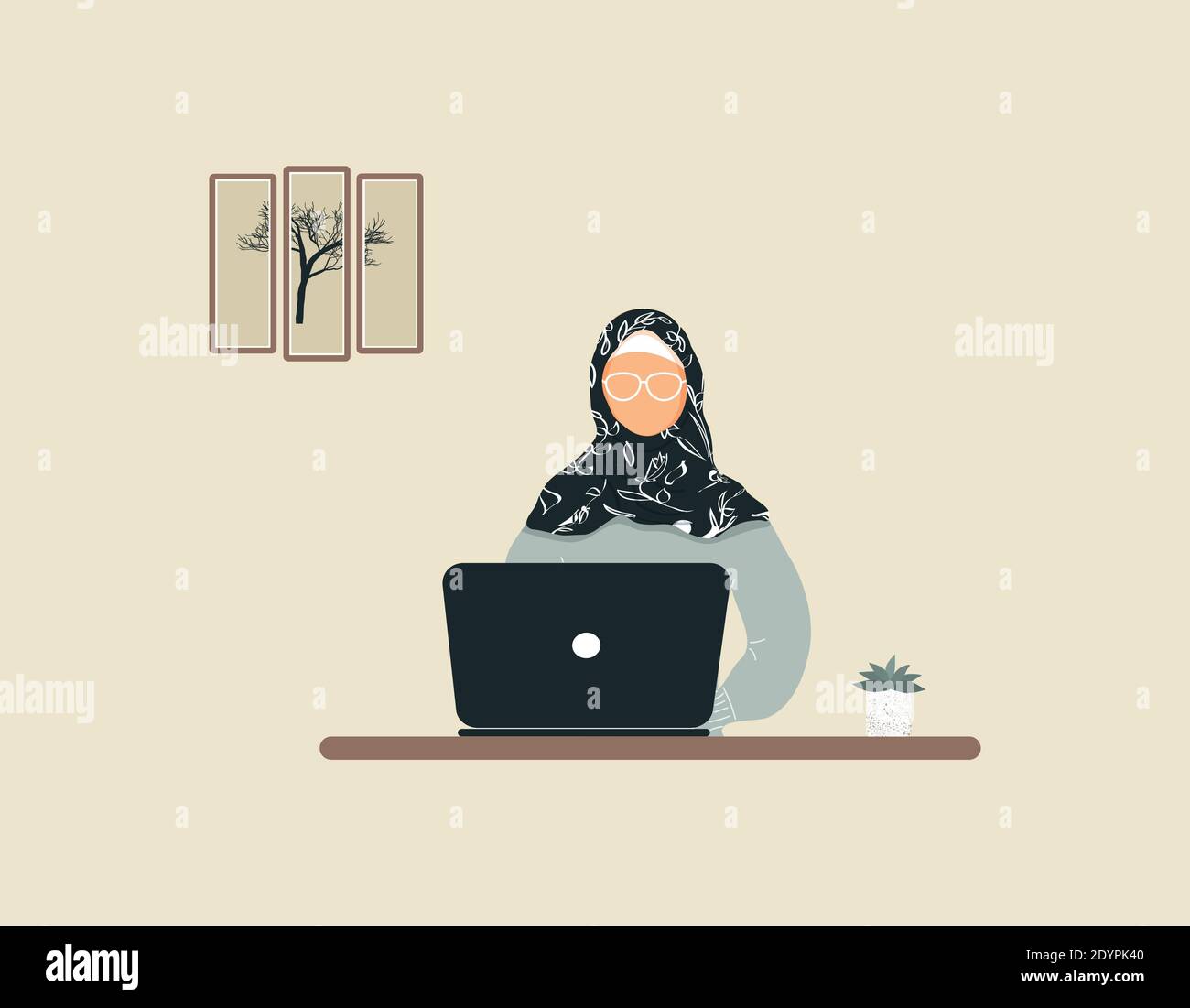 Saudi woman laptop Stock Vector Images - Alamy
