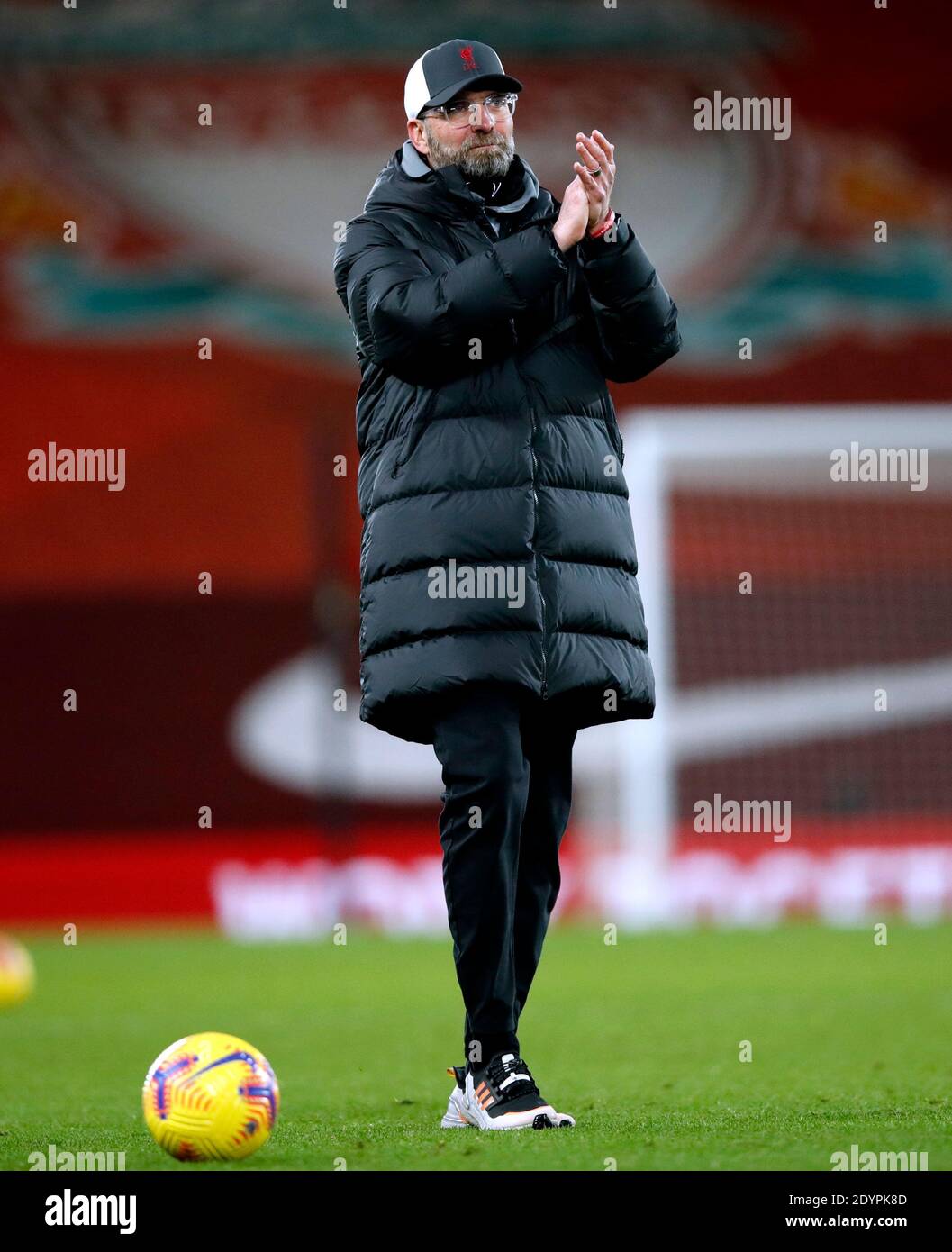 Liverpool manager Jurgen Klopp applauds the fans at the end of the ...