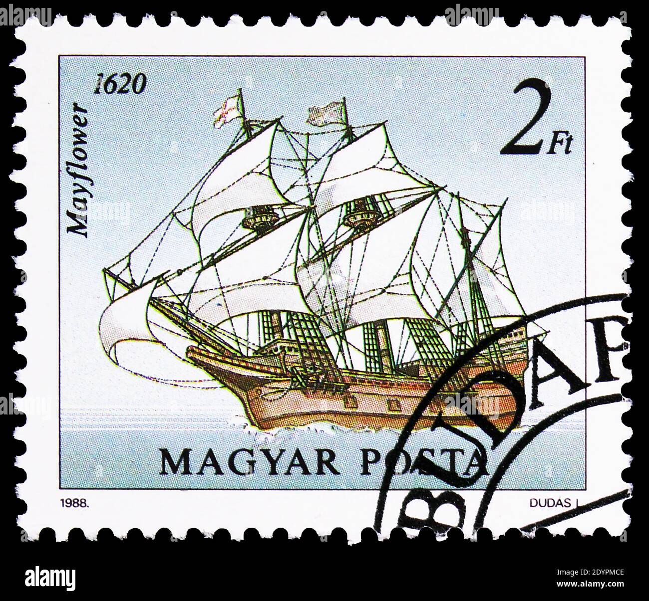 MOSCOW, RUSSIA - AUGUST 19, 2019: Postage stamp printed in Hungary ...