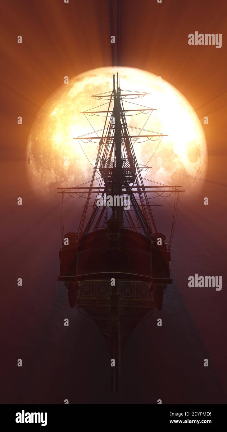 Pirate ghost ship moon hi-res stock photography and images - Alamy