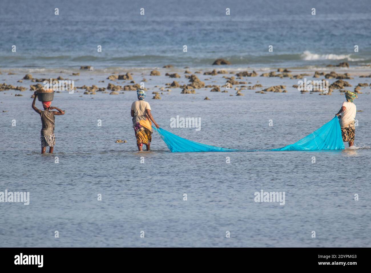 Silhouettes of African Woman catching fish with net, traditional rural ...