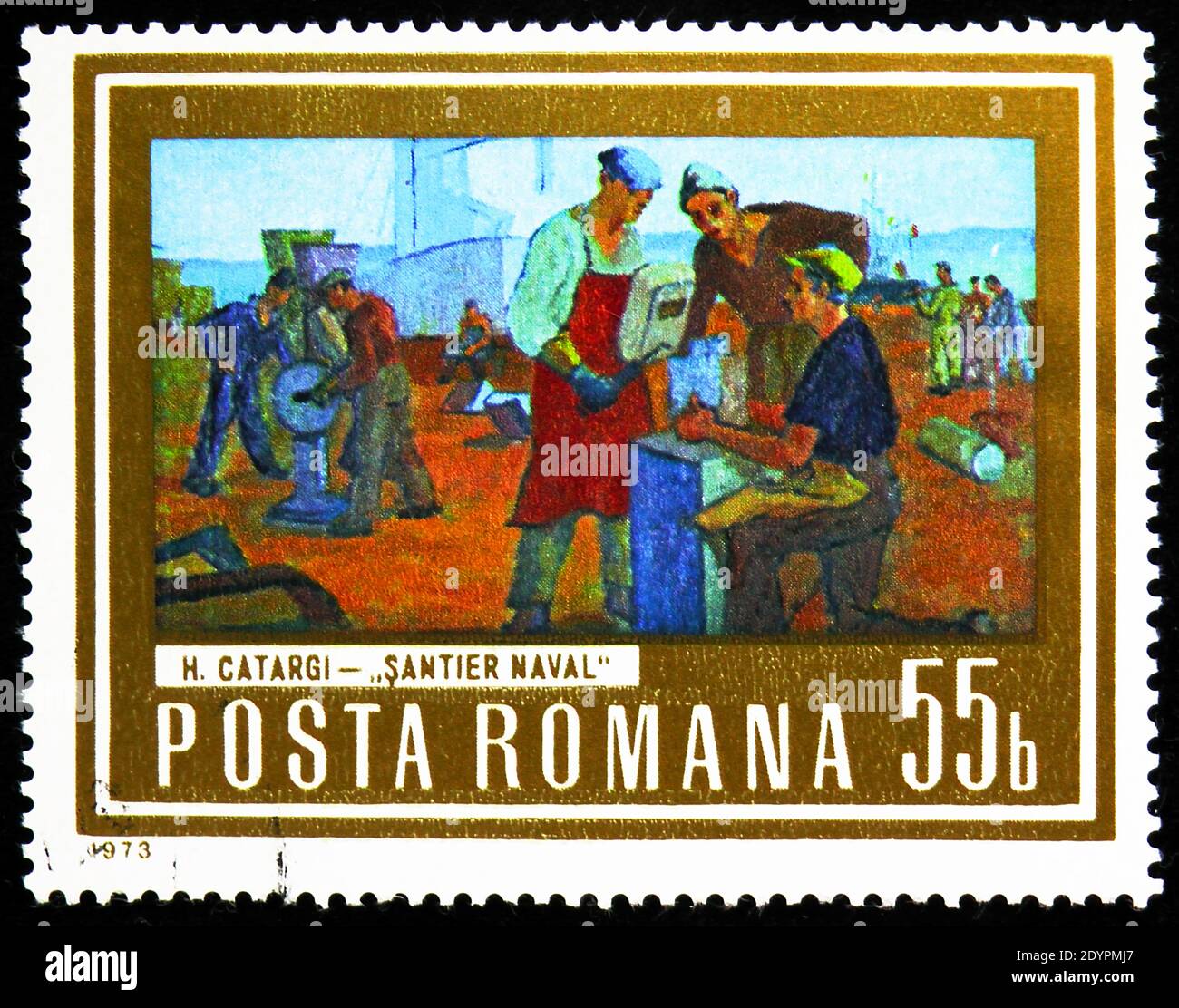 MOSCOW, RUSSIA - AUGUST 19, 2019: Postage stamp printed in Romania ...
