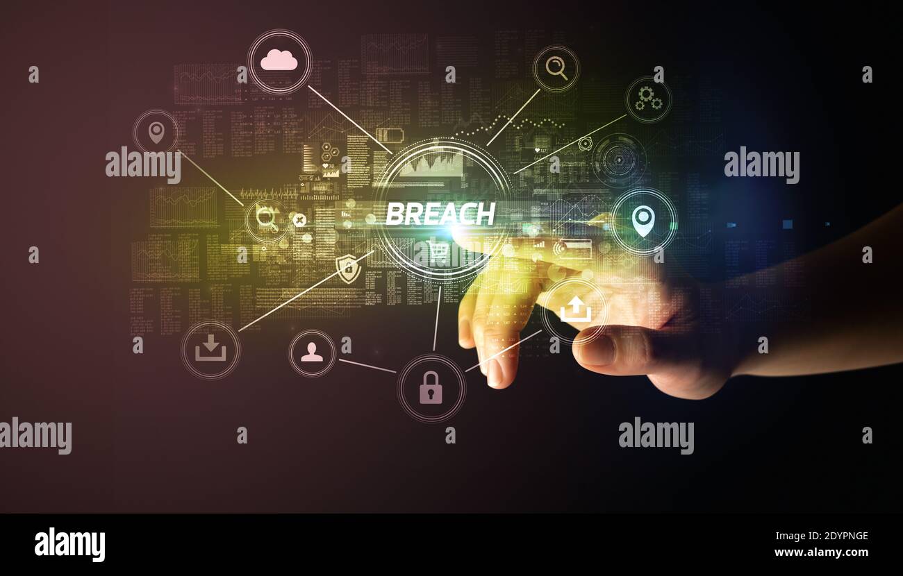 Hand touching BREACH inscription, Cybersecurity concept Stock Photo - Alamy