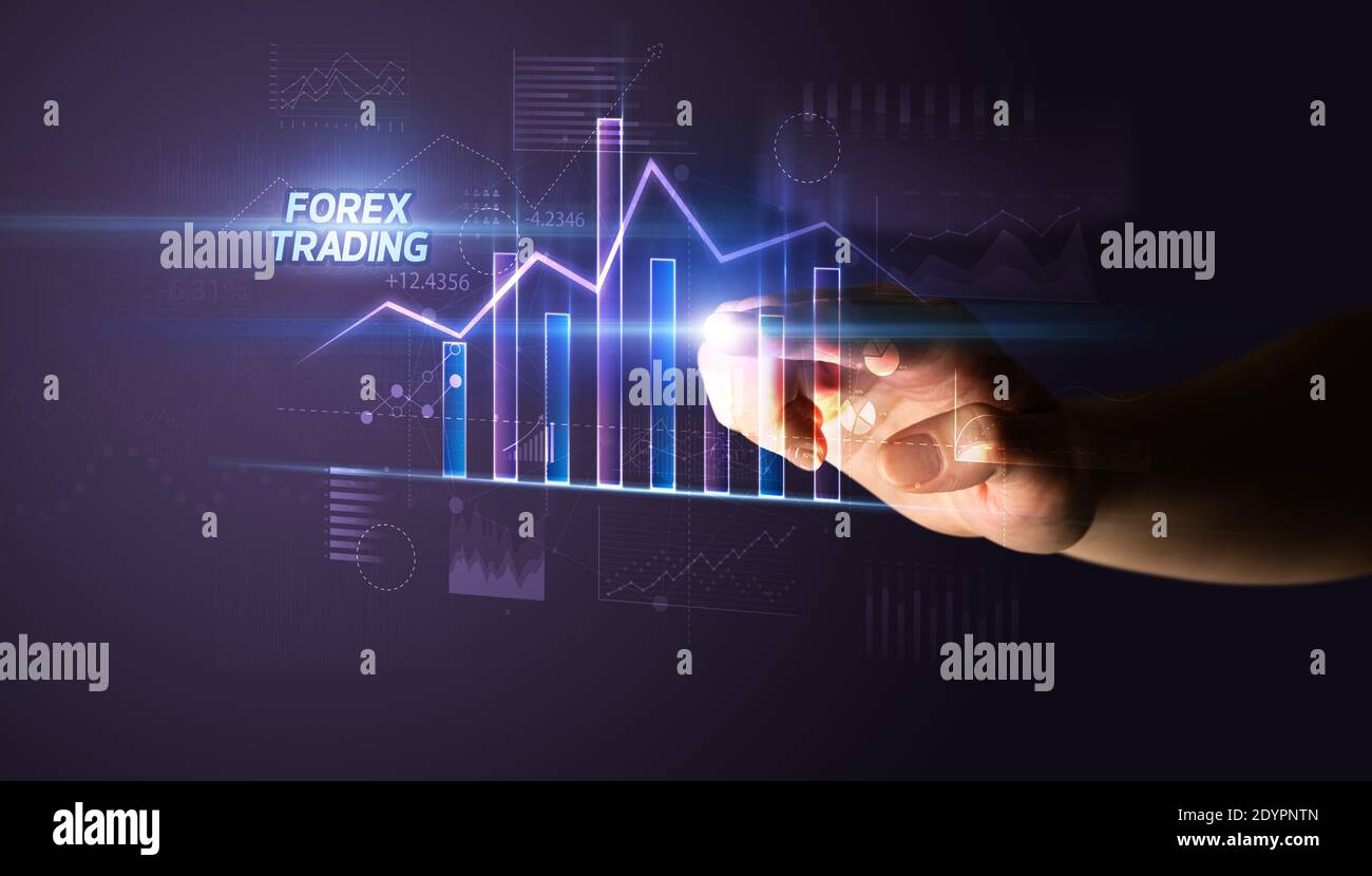 Hand touching FOREX TRADING button, business concept Stock Photo - Alamy