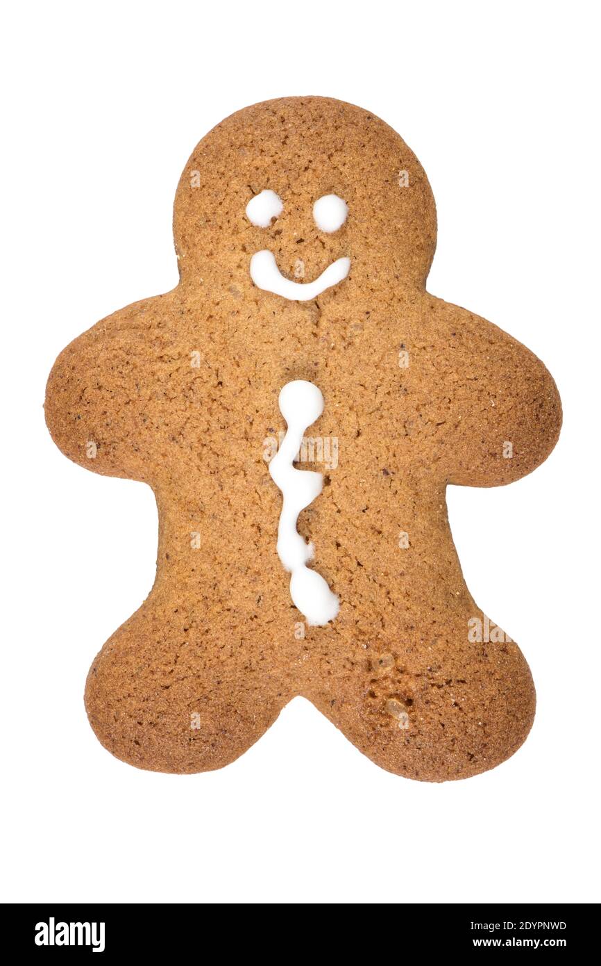 Gingerbread man cookie in snowflake shape isolated on white background ...