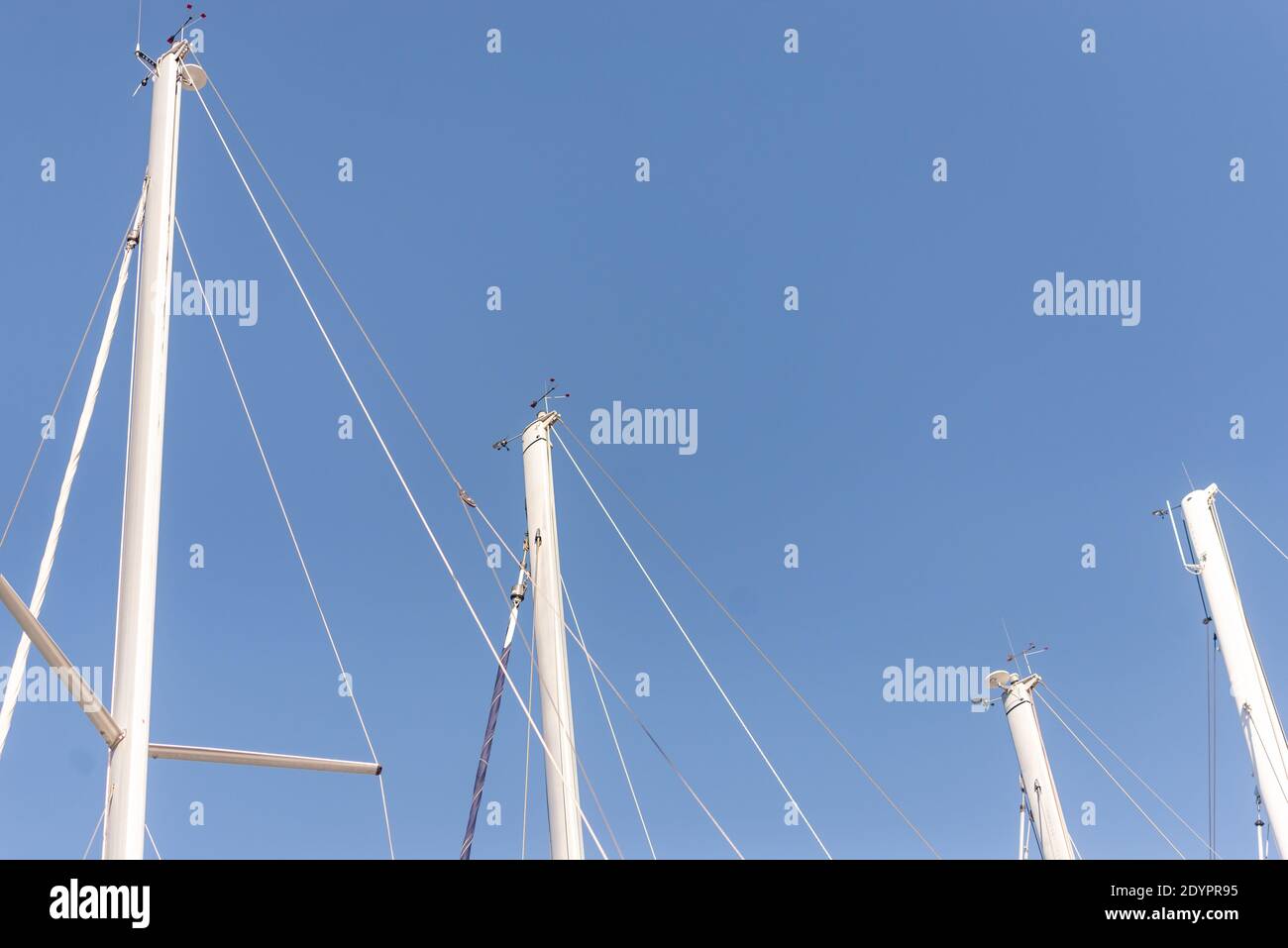 Top of the yacht's mast. Equipment on the top of the mast. Wind meter ...