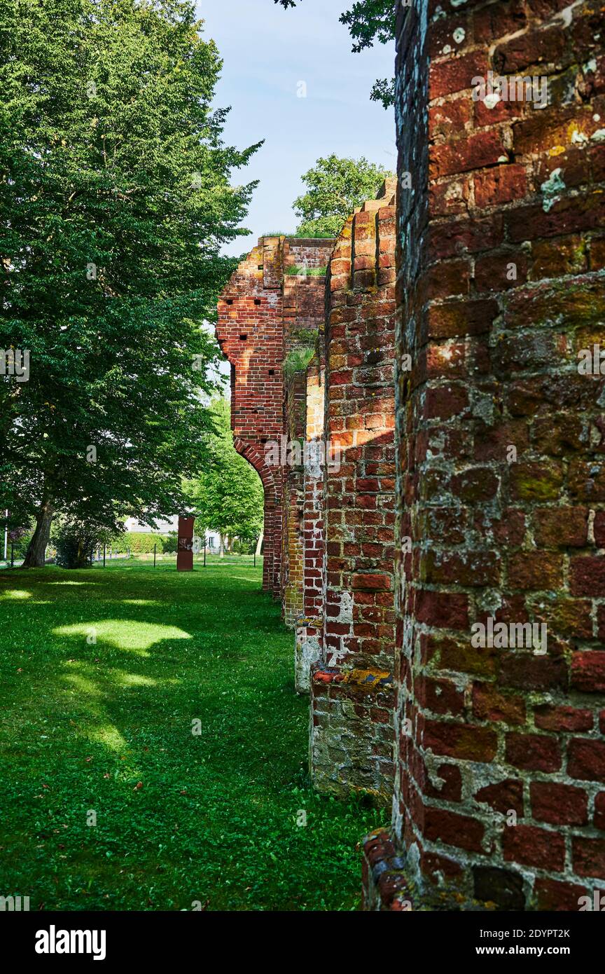 Medieval ruined monastery in a public park in Greifswald, Germany Stock ...