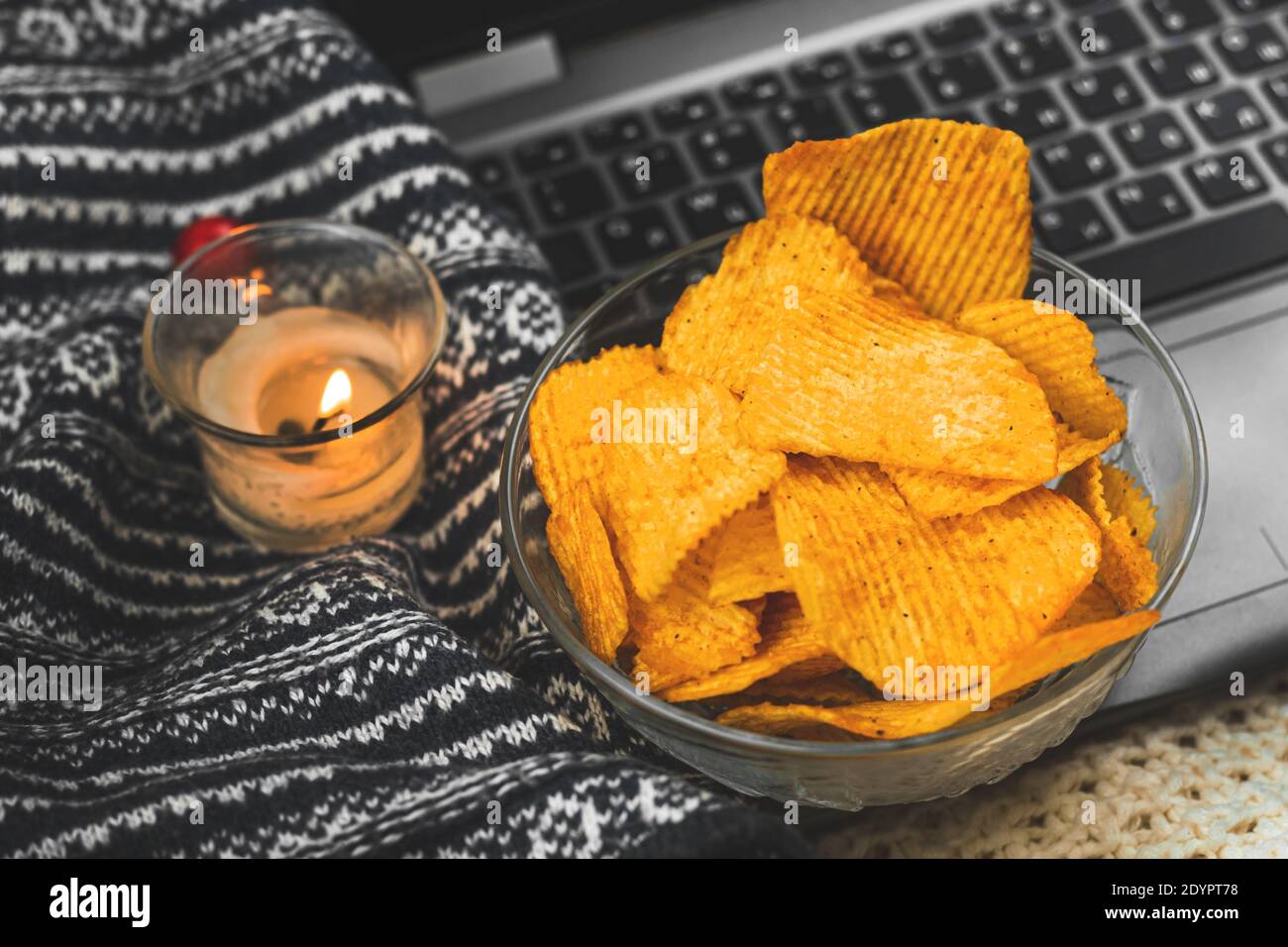 Cozy winter and autumn warm nights with film watch and unhealthy food ...