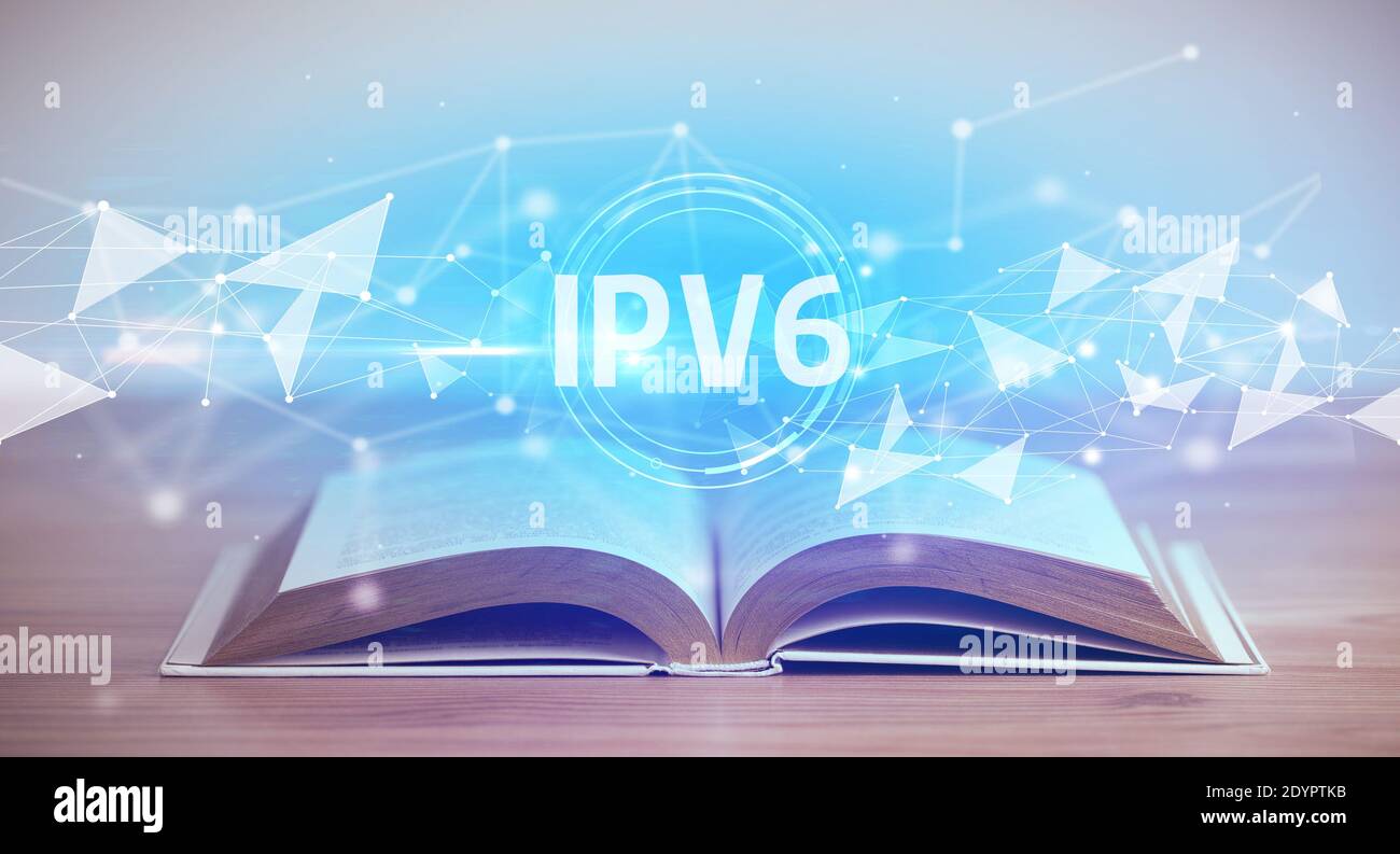Open book with IPV6 abbreviation, modern technology concept Stock Photo ...