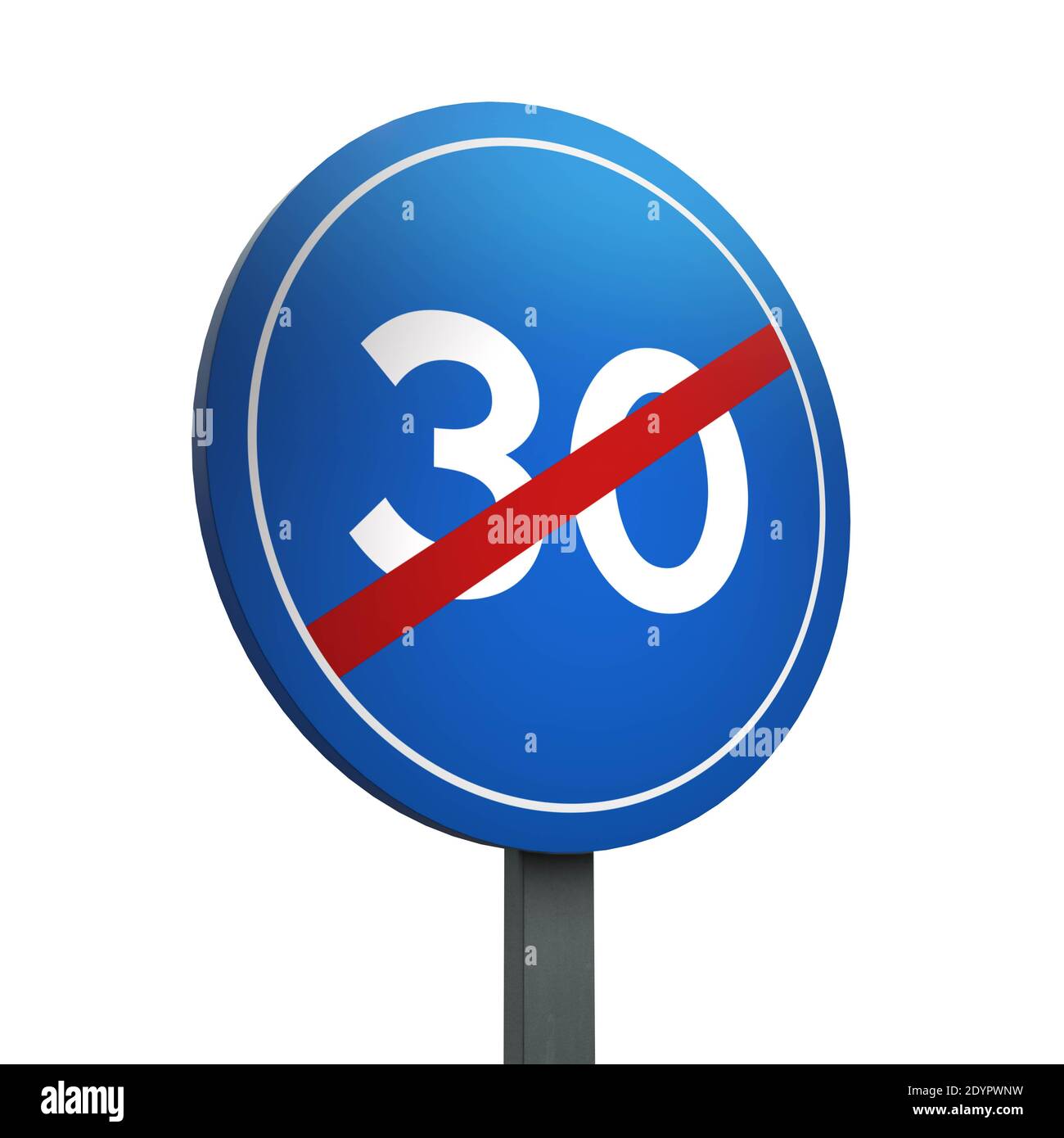 3D Render Road Sign of End of minimum speed Isolated on a White ...