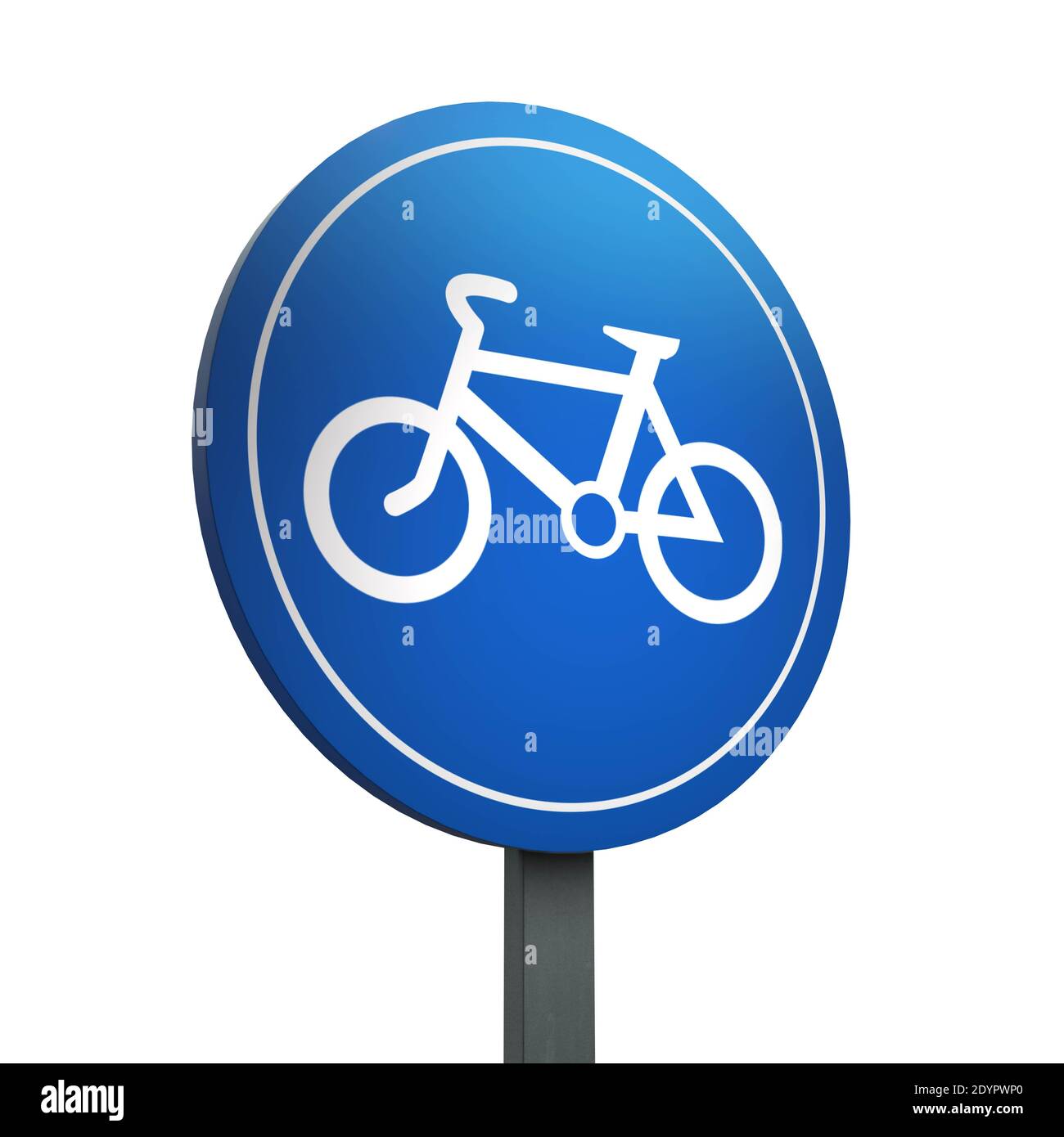 3D Render Road Sign of Route to be used by pedal cycles only Isolated ...