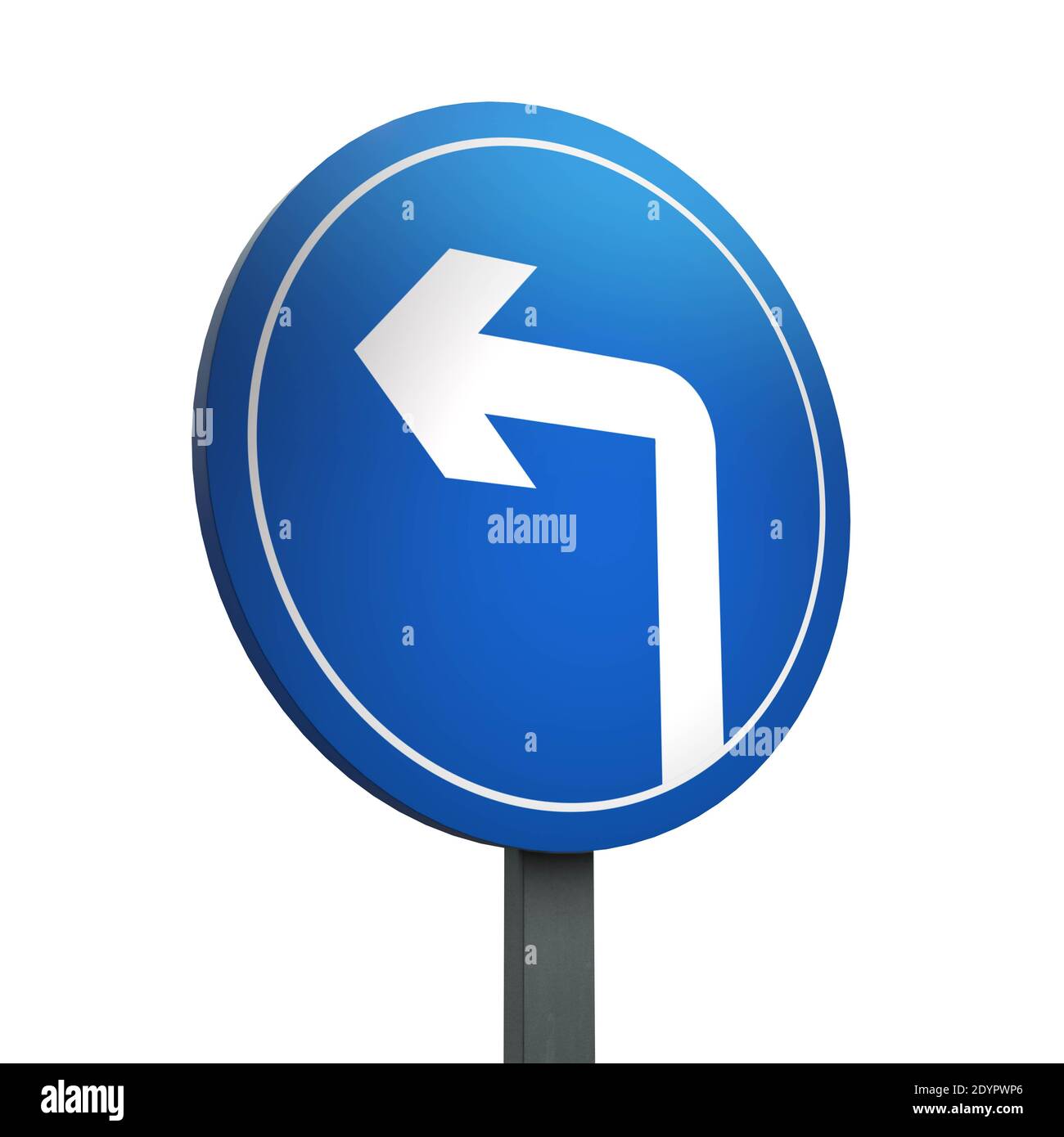 3D Render Road Sign of Turn left ahead Isolated on a White Background ...