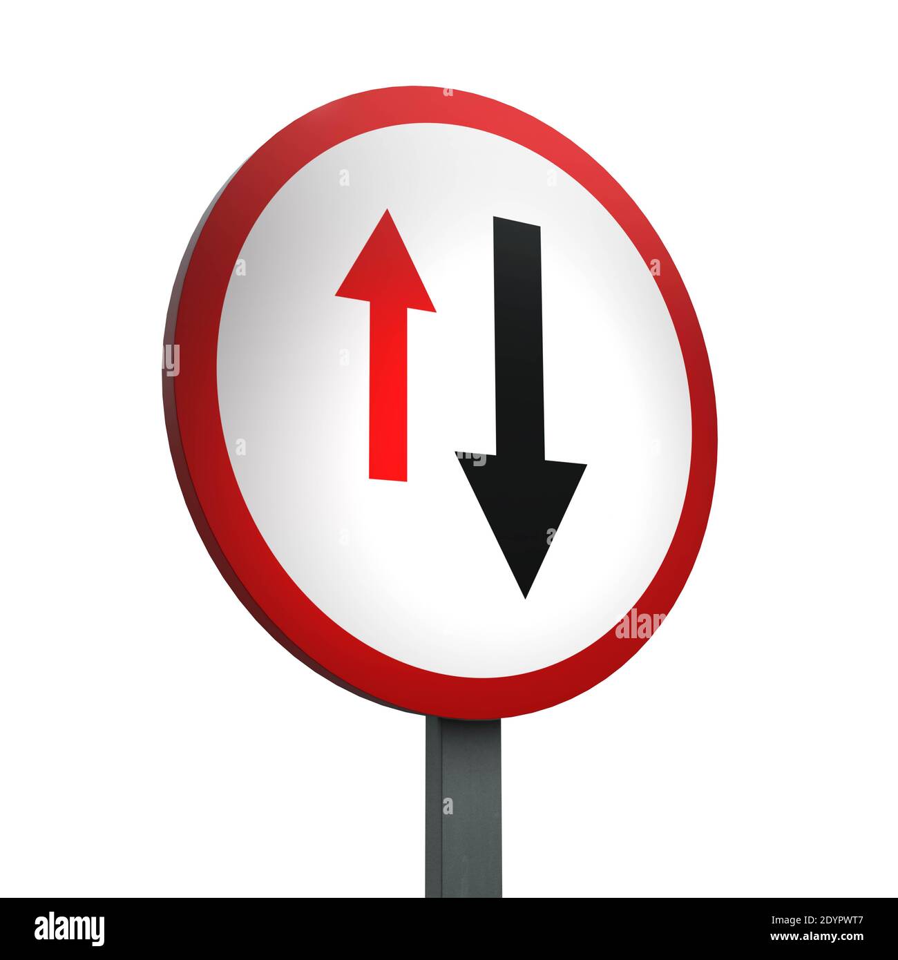 3D Render Road Sign of Give priority to vehicles from opposite ...