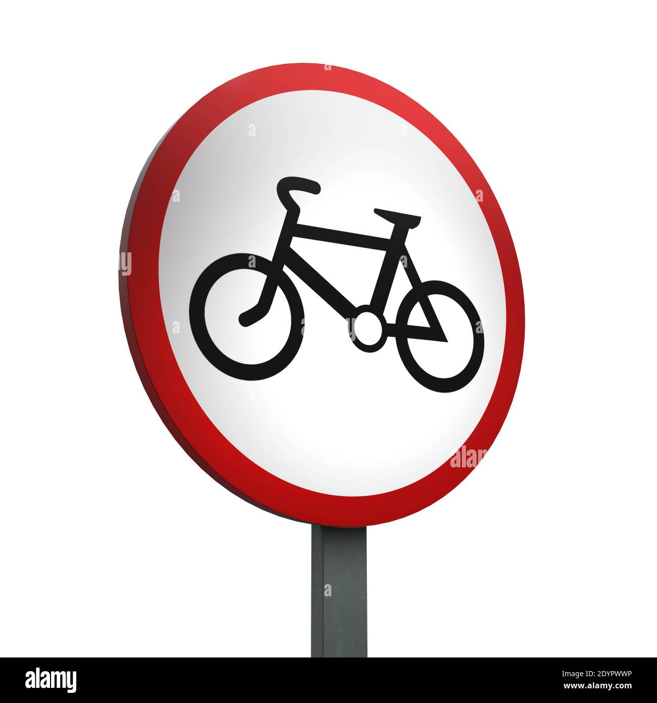 3D Render Road Sign of No cycling Isolated on a White Background Stock ...