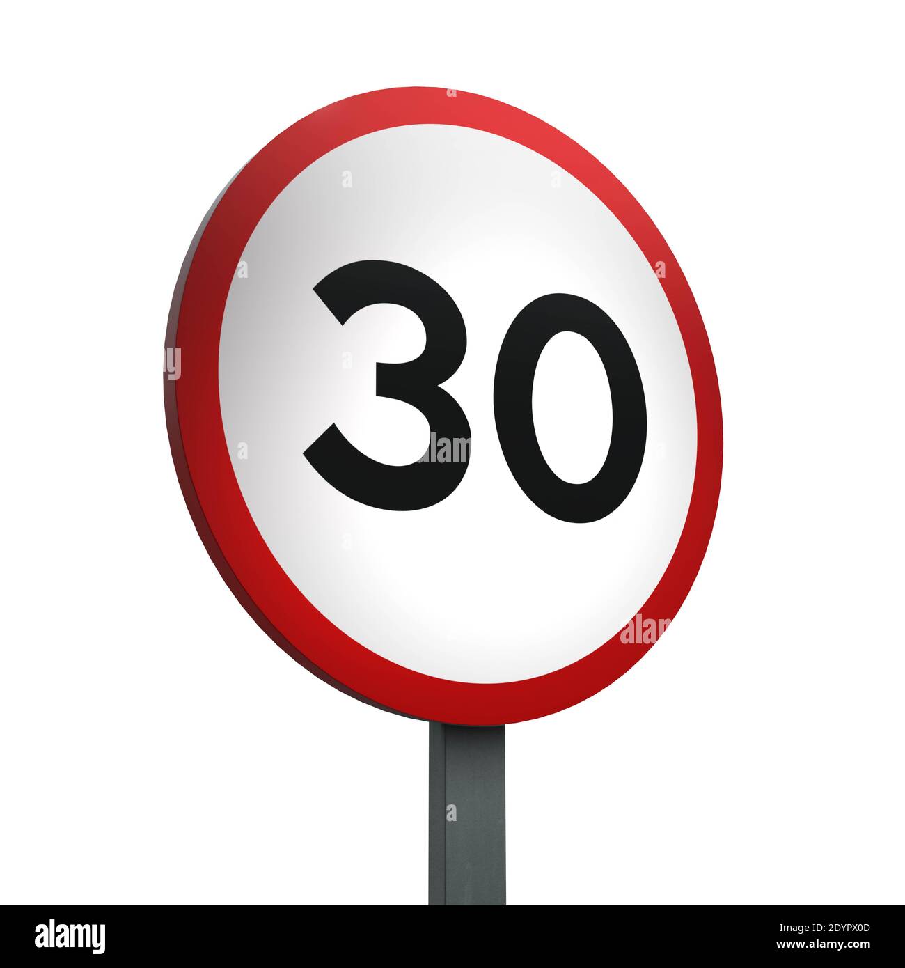 3D Render Road Sign of indicating a speed limit of 30 Isolated on a ...