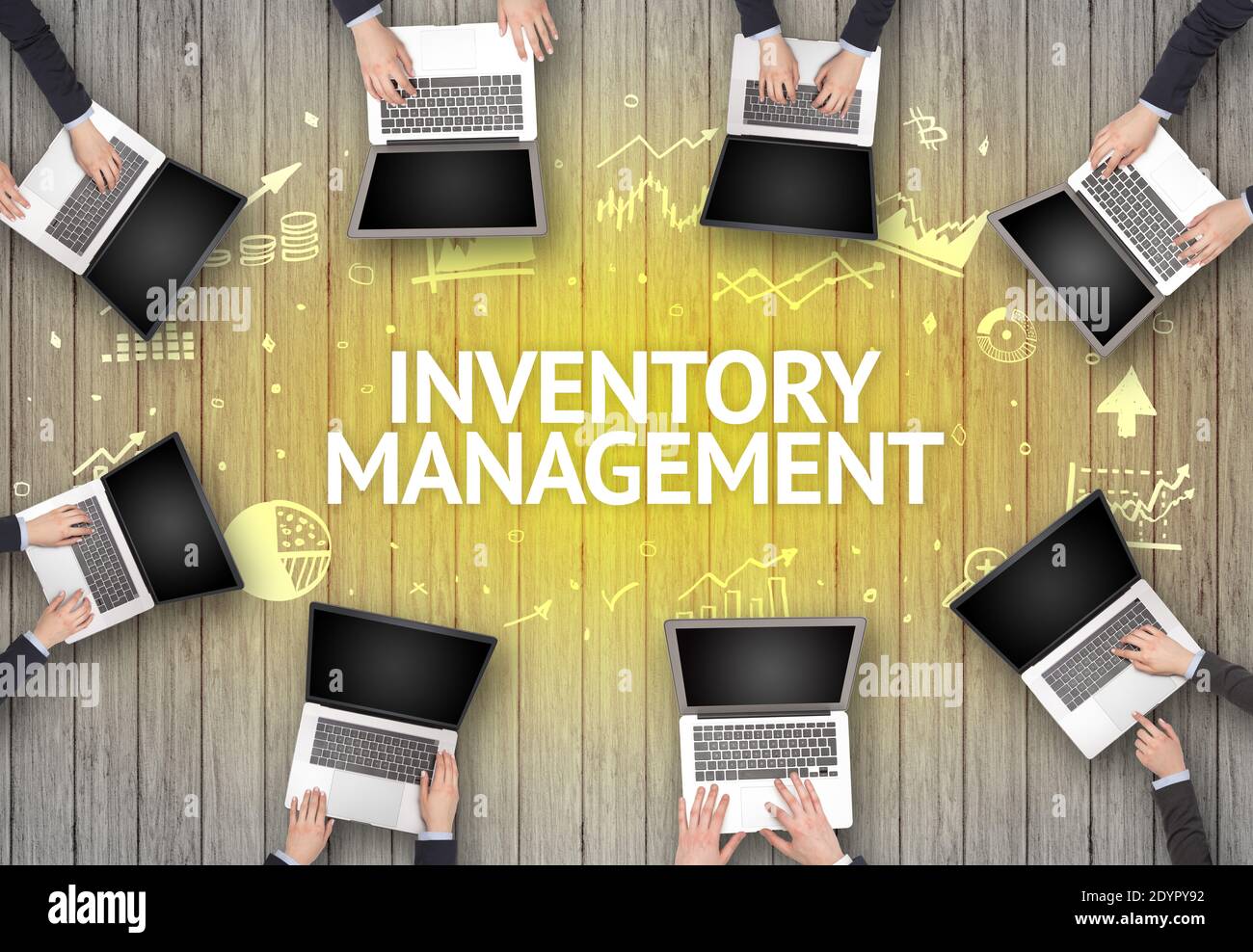 Group of Busy People Working in an Office with INVENTORY MANAGEMENT ...
