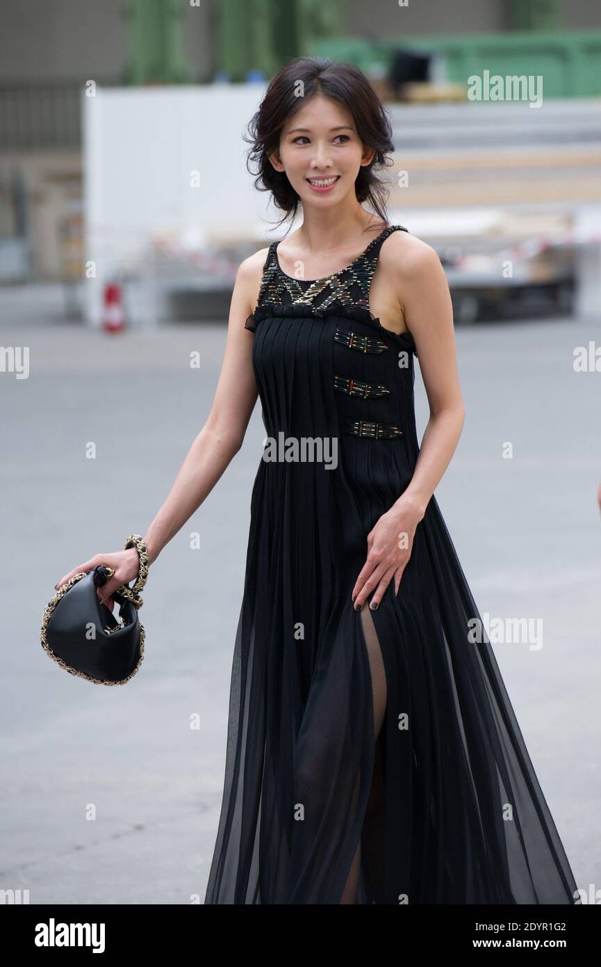 Chih-Ling Lin posing at Chanel photocall at the Grand Palais in Paris ...