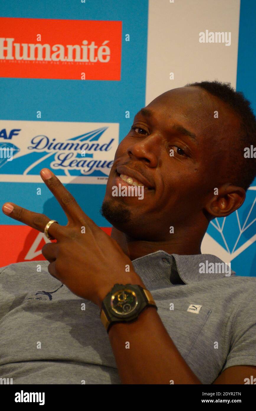 Jamaican athlete Usain Bolt during a press conference presenting the ...