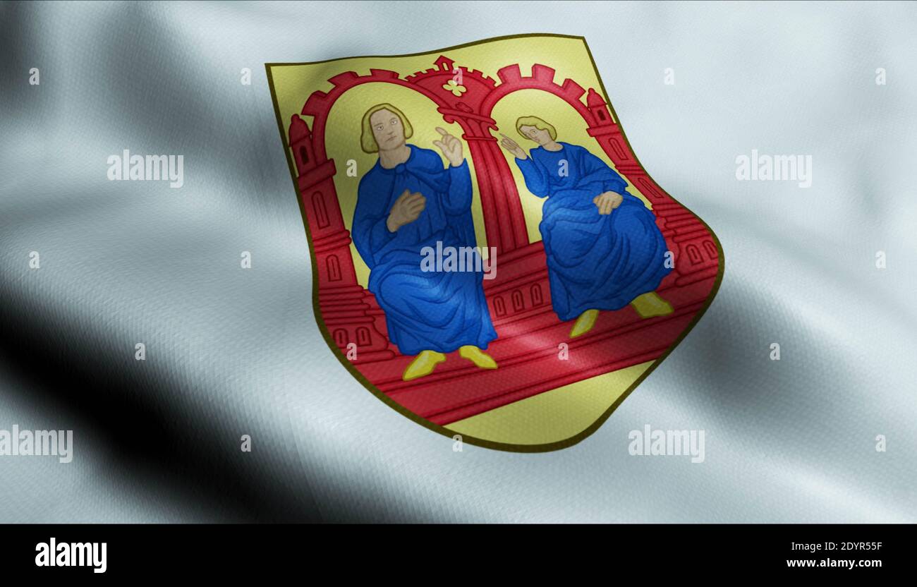 3D Illustration of a waving Denmark city flag of Viborg Stock Photo - Alamy