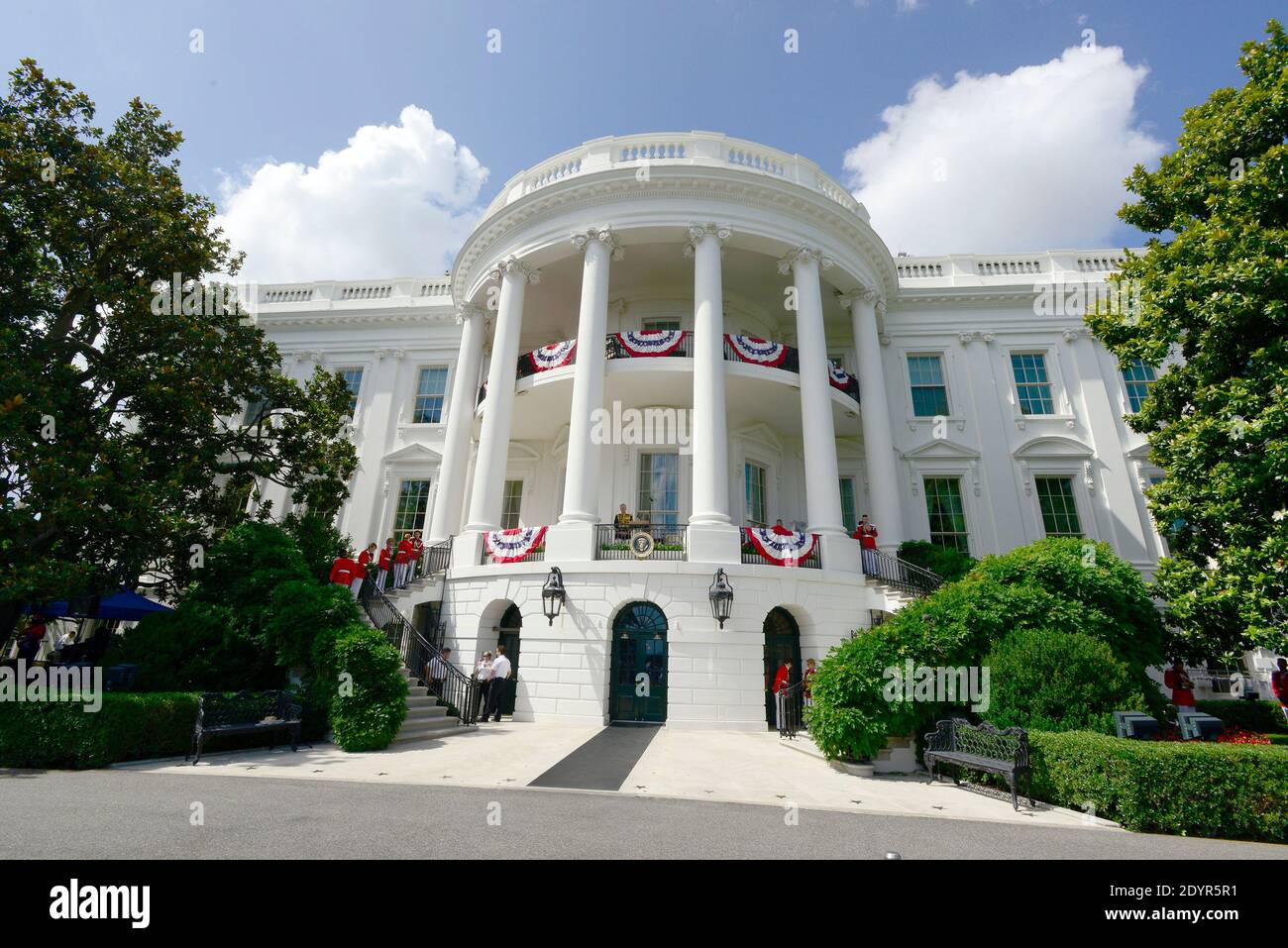 The South Lawn of the White House is prepared for a barbeque hosted by ...