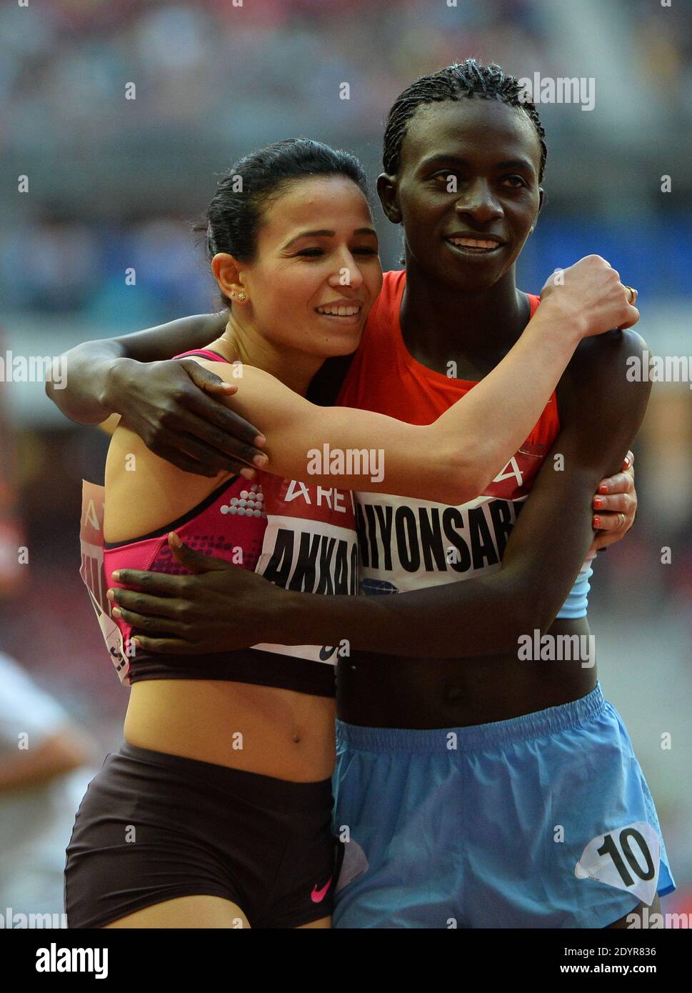 Burundi's Francine Niyonsaba and Morocco's Malika Akkaoui during the ...