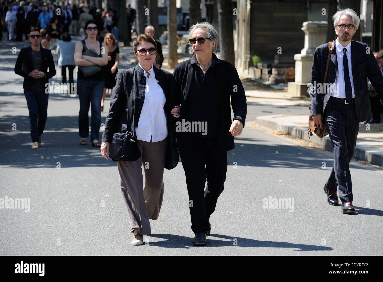 Richard Berry, Anouk Aimee attending the funeral of French actress ...