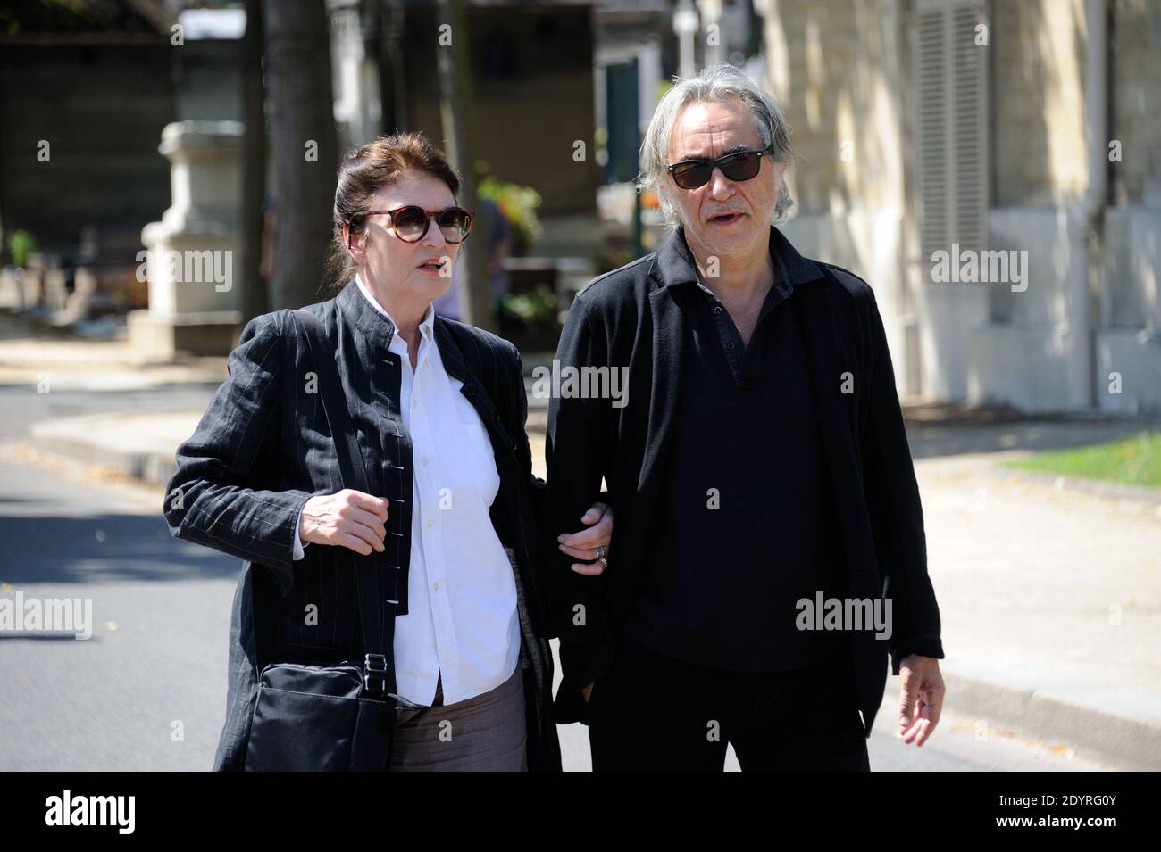 Richard Berry, Anouk Aimee attending the funeral of French actress ...