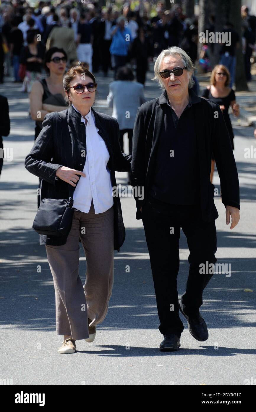 Richard Berry, Anouk Aimee attending the funeral of French actress ...