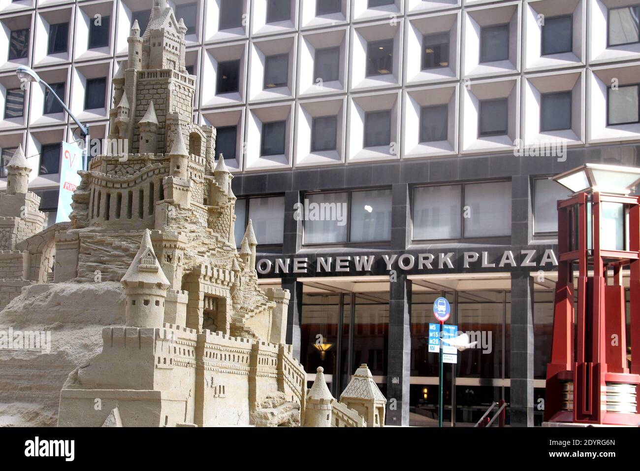 A sand castle by artist Matt Long on the street of Manhattan near The ...