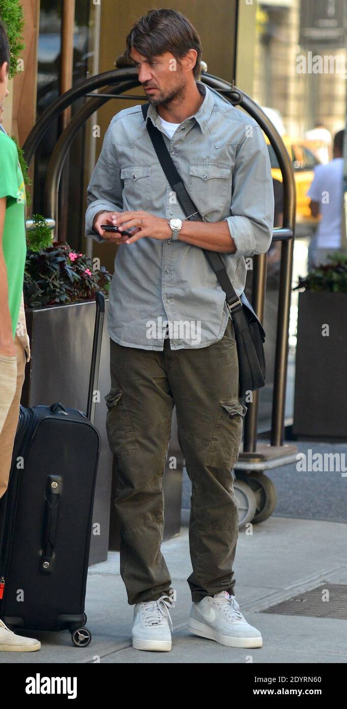 Italian soccer player Paolo Maldini is seen leaving is hotel in Soho ...