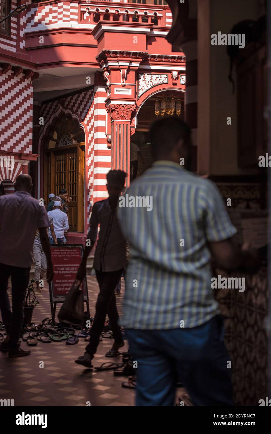 COLOMBO, SRI LANKA - 03-04-2019 : The decorative red-and-white facade ...