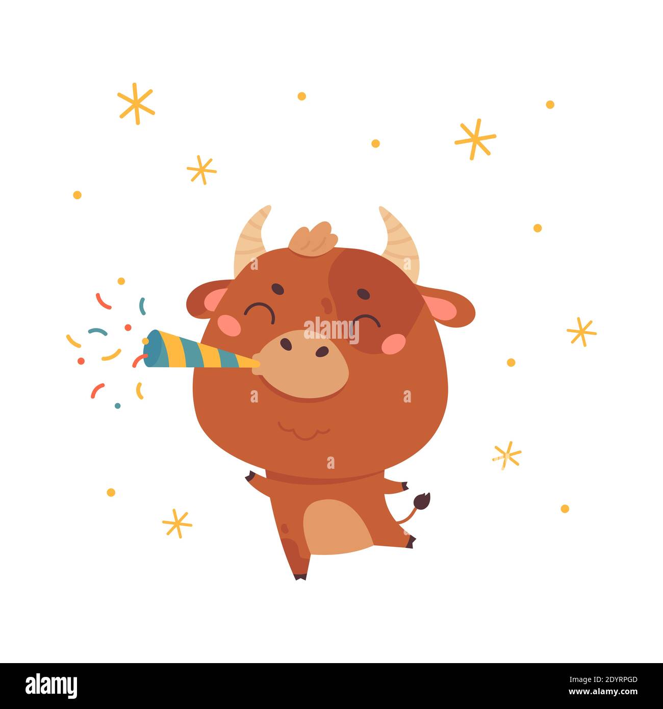 Cute cartoon ox. Happy New Year Stock Vector Image & Art - Alamy