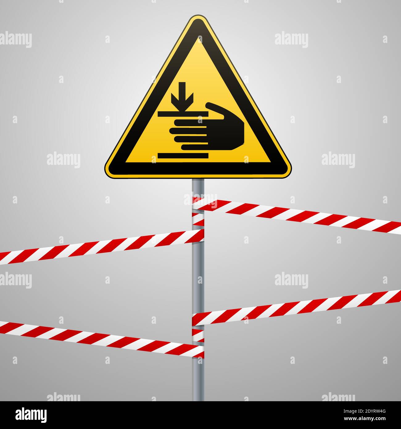 Caution, hands may be injured. Attention is dangerous. Warning sign ...