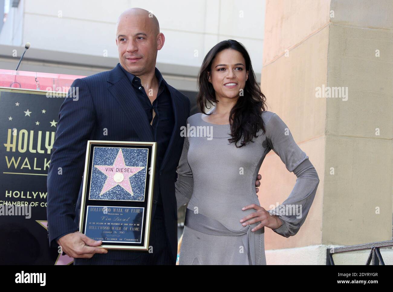 Vin Diesel and Michelle Rodriguez during a ceremony honoring Vin Diesel ...