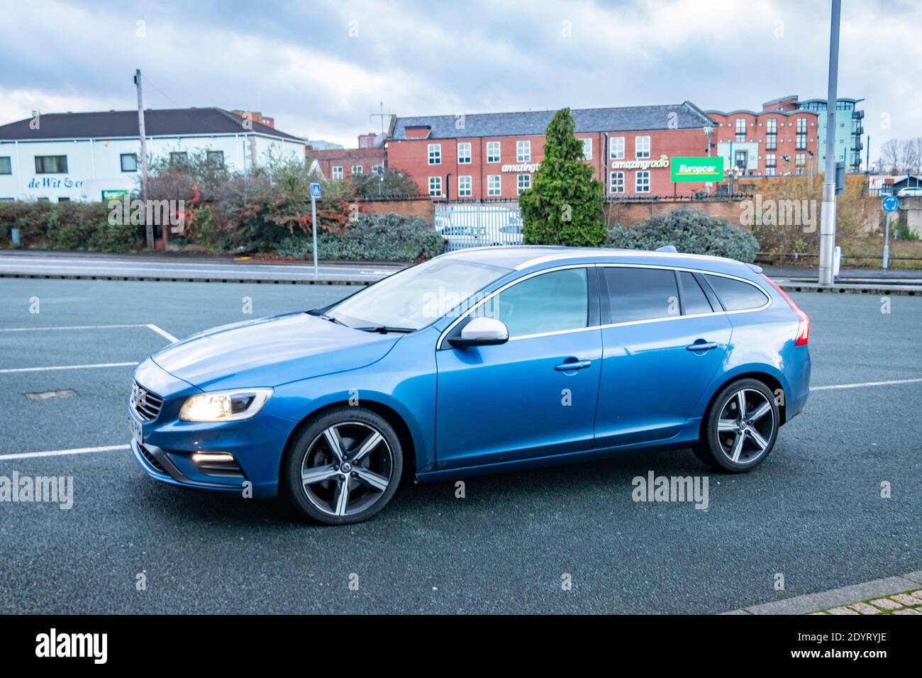Blue Volvo V60 2016 Stock Photo - Alamy