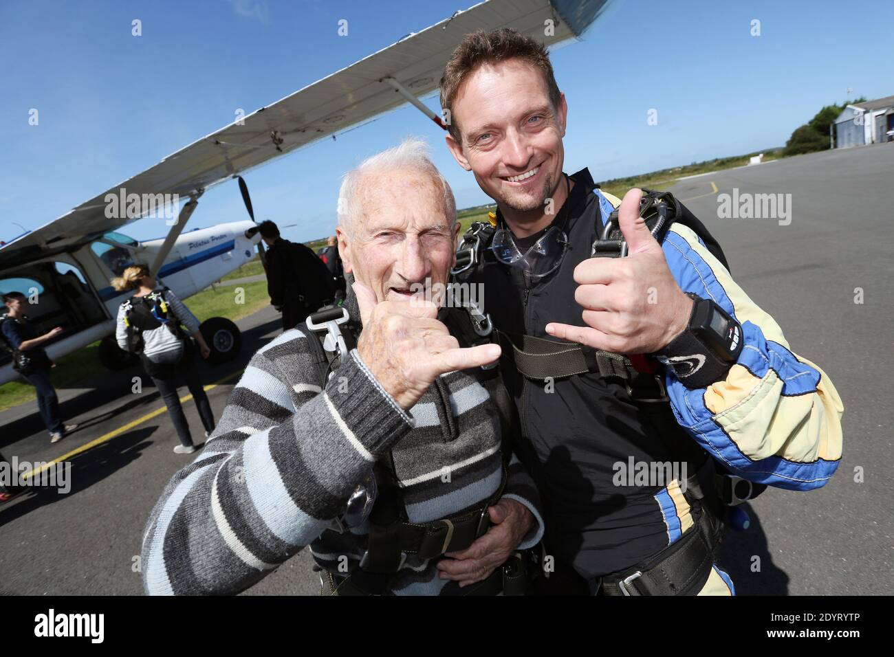 Exclusive. 95-year-old Alfred Muller is pictured on the tarmac along ...