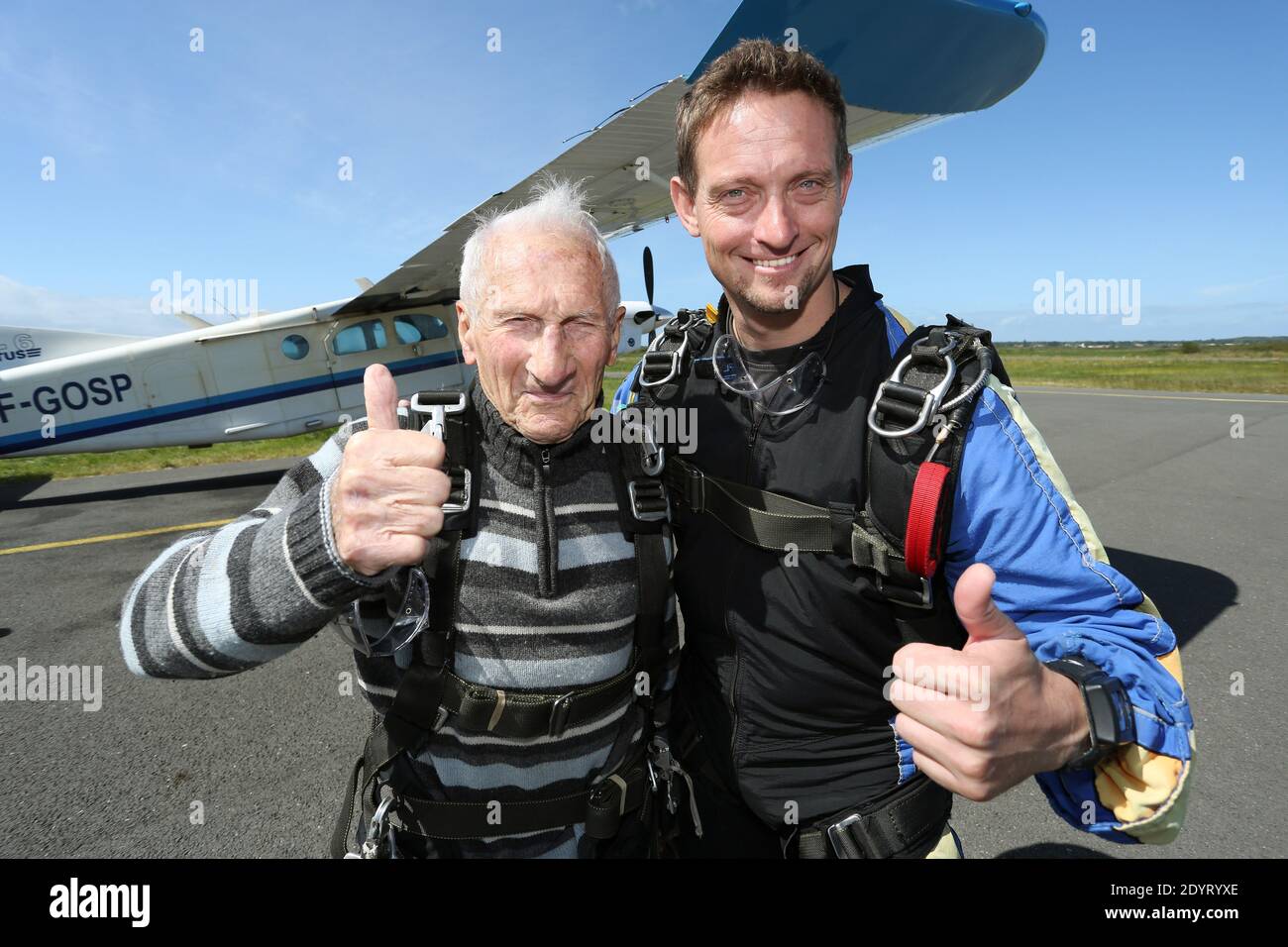 Exclusive. 95-year-old Alfred Muller is pictured on the tarmac along ...