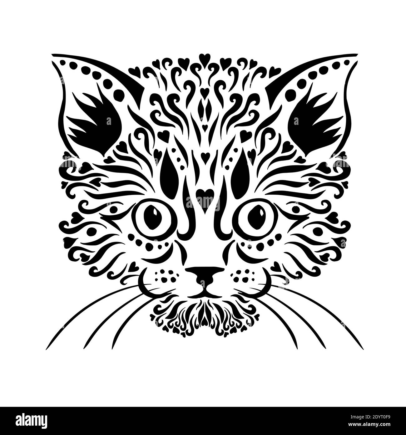 Graphic stylized kitten face. Vector illustration Stock Vector Image ...