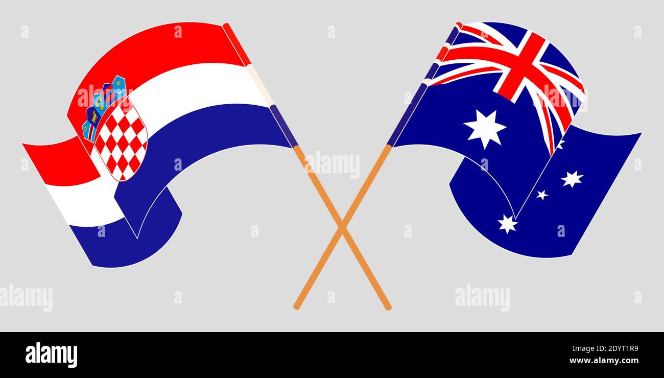 Crossed and waving flags of Croatia and Australia. Vector illustration ...