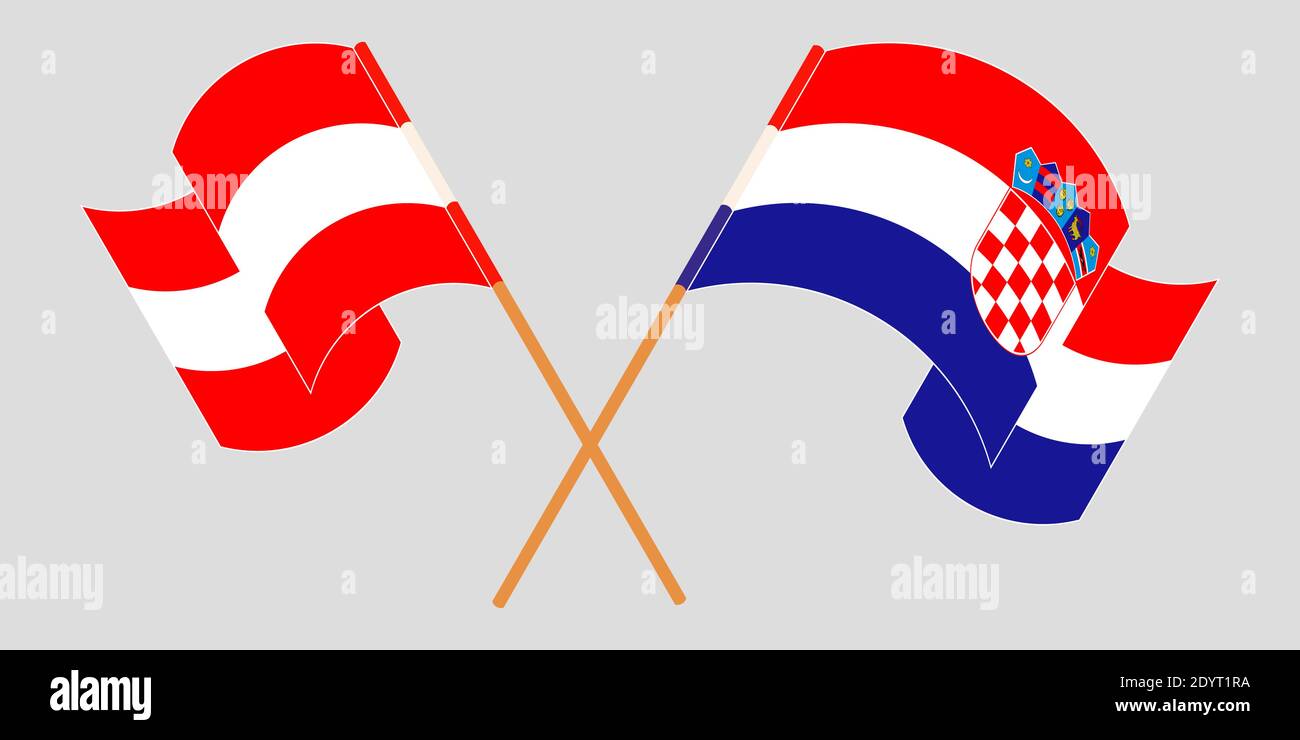 Crossed and waving flags of Croatia and Austria. Vector illustration ...