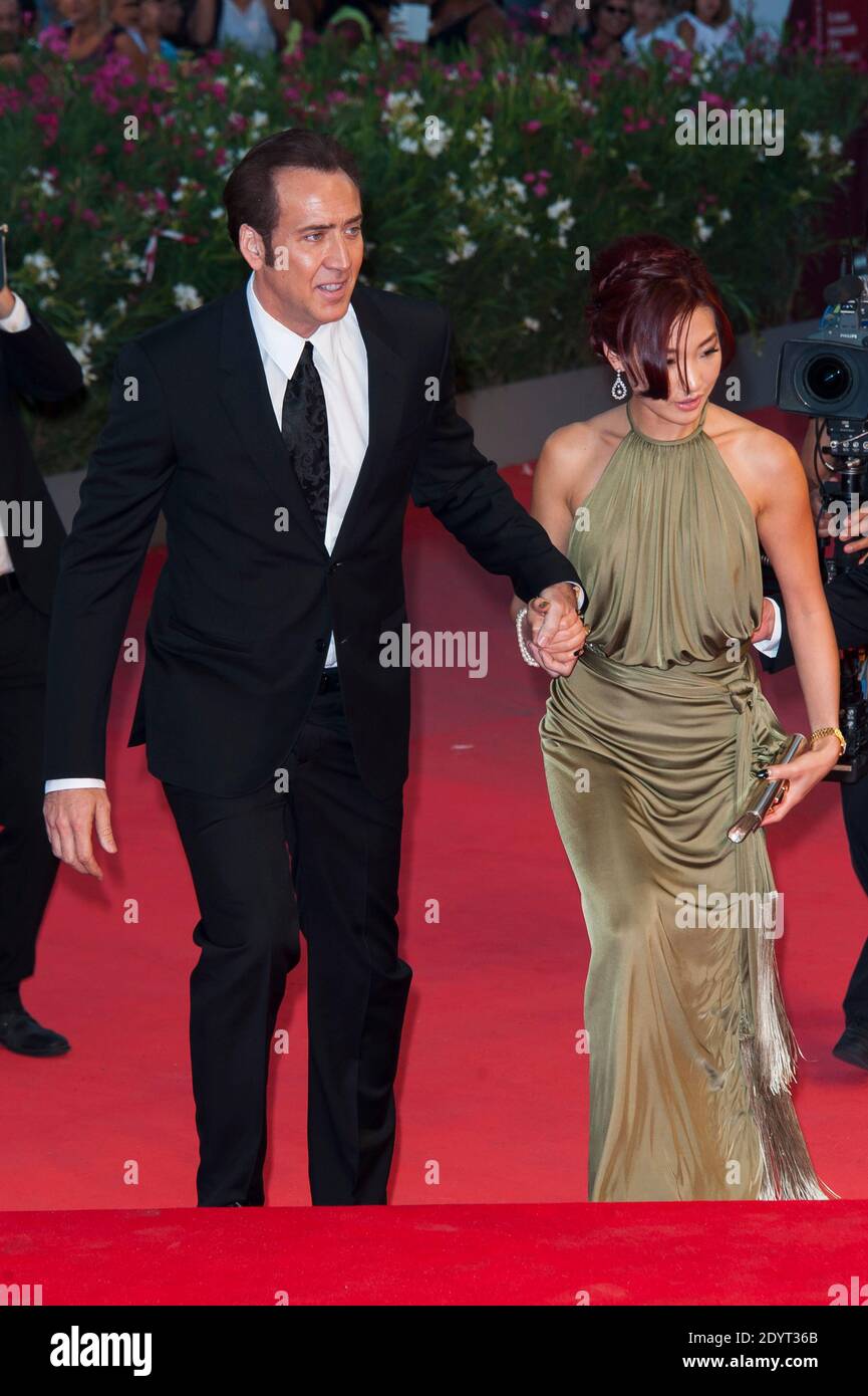 Nicolas Cage and wife Alice Kim Cage attending the premiere for the ...