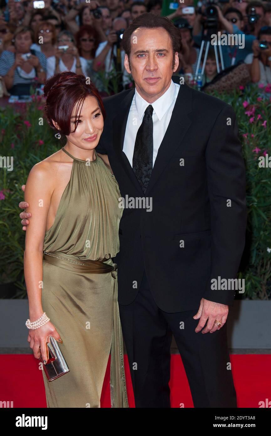 Nicolas Cage and wife Alice Kim Cage attending the premiere for the ...