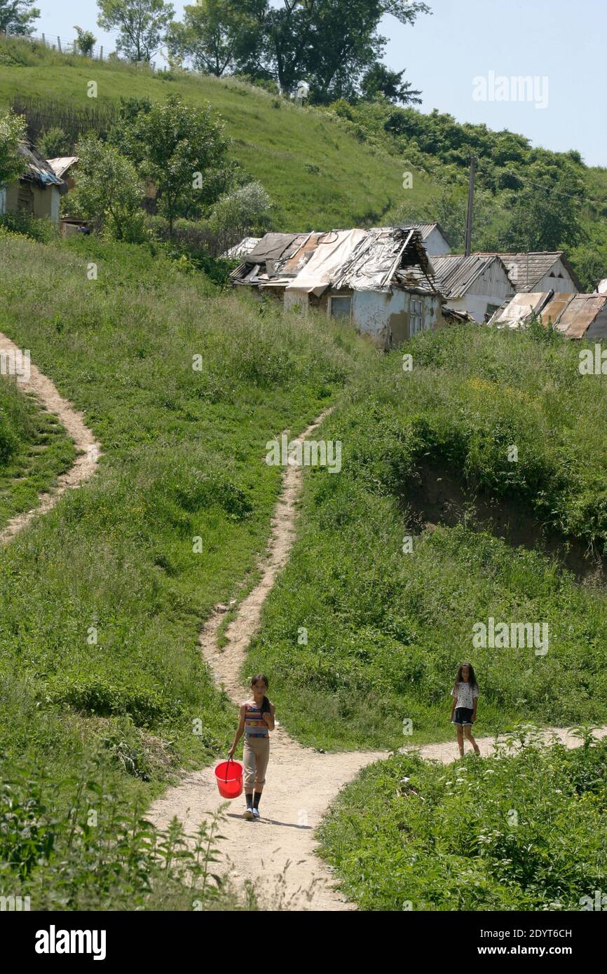 Sibiu County, Romania. A "village" of homemade shacks built by the ...