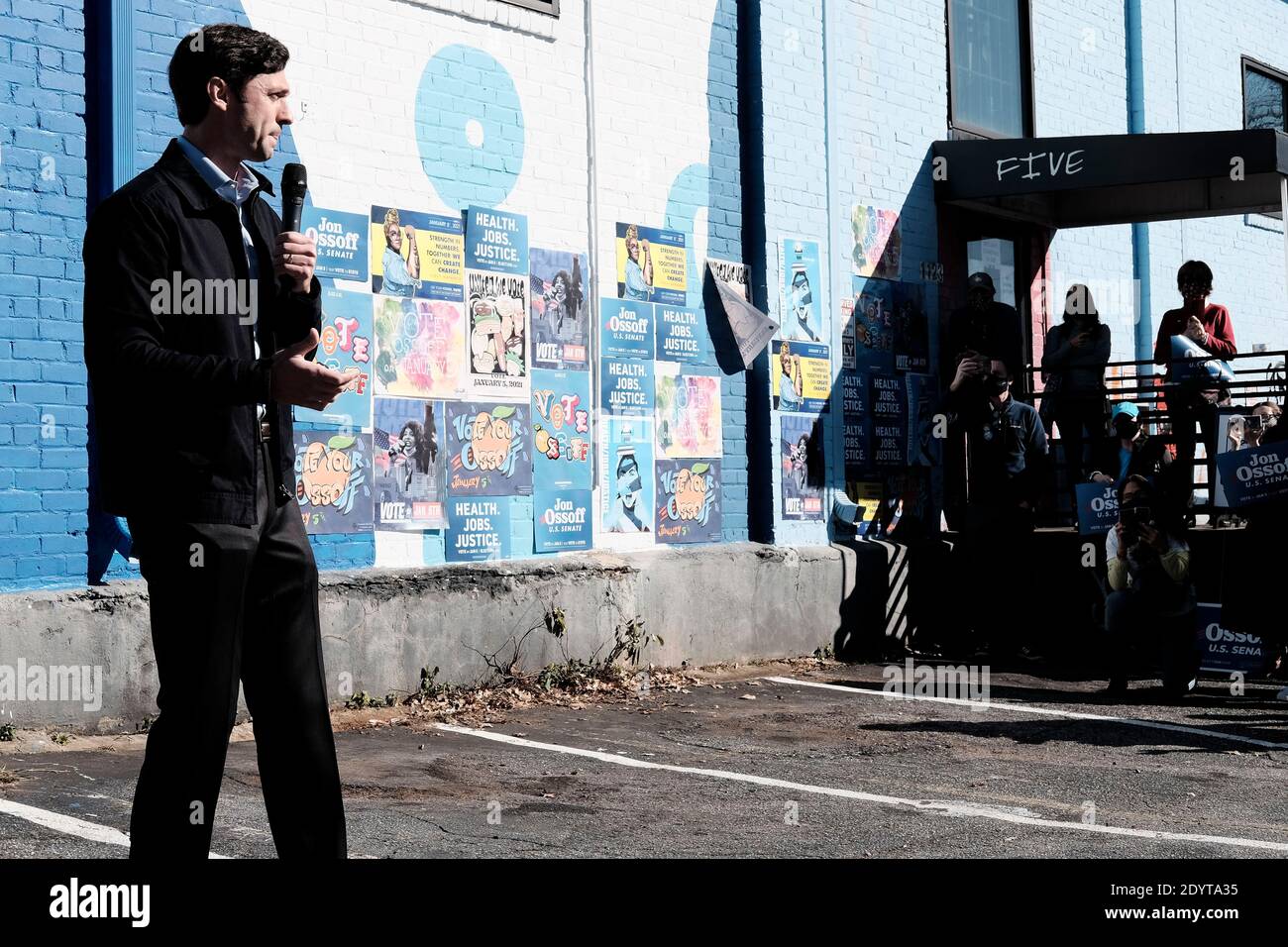 Atlanta, Georgia, USA. 27th Dec, 2020. Democratic Senate candidate Jon ...