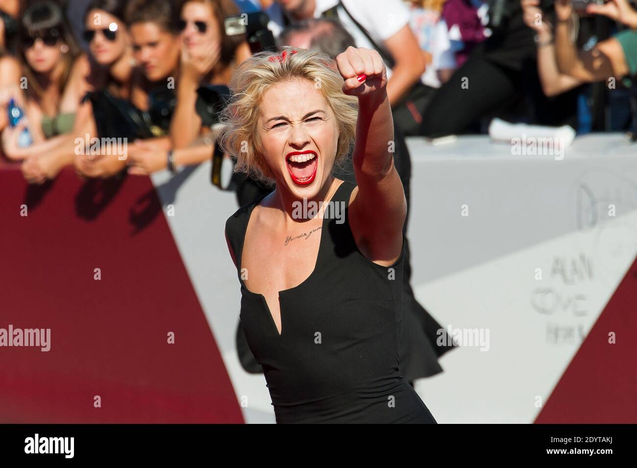 Femen activists with Sasha Shevchenko attending 'Sacro Gra' premiere during The 70th Venice ...