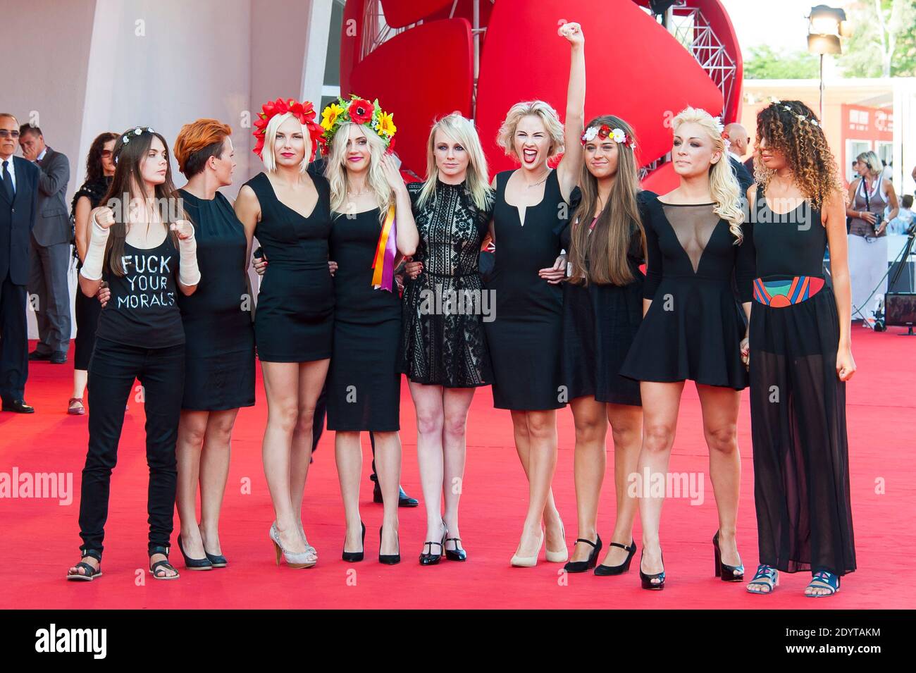 Femen activists with Director Kitty Green, Inna Shevchenko and Sasha Shevchenko attending 'Sacro ...