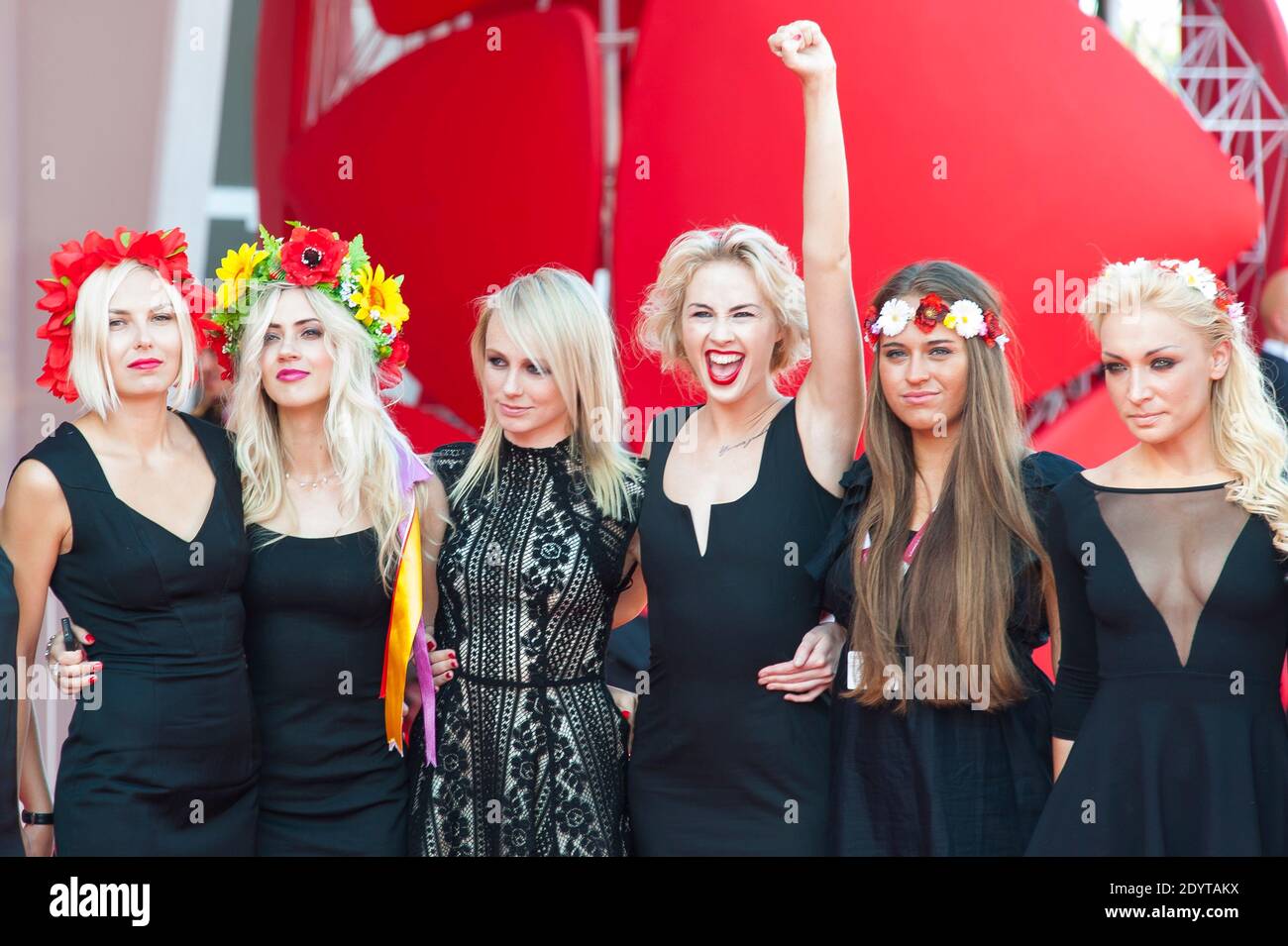 Femen activists with Director Kitty Green, Inna Shevchenko and Sasha Shevchenko attending 'Sacro ...